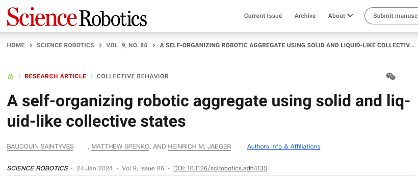 Science Robotics速递：使用固态和液态集体状态的自组织机器人聚合体 - 智源社区