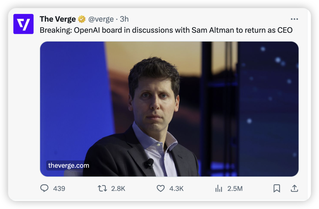 突发反转？Sam Altman将重新担任OpenAI CEO，这封信写出很多人心声 - 智源社区
