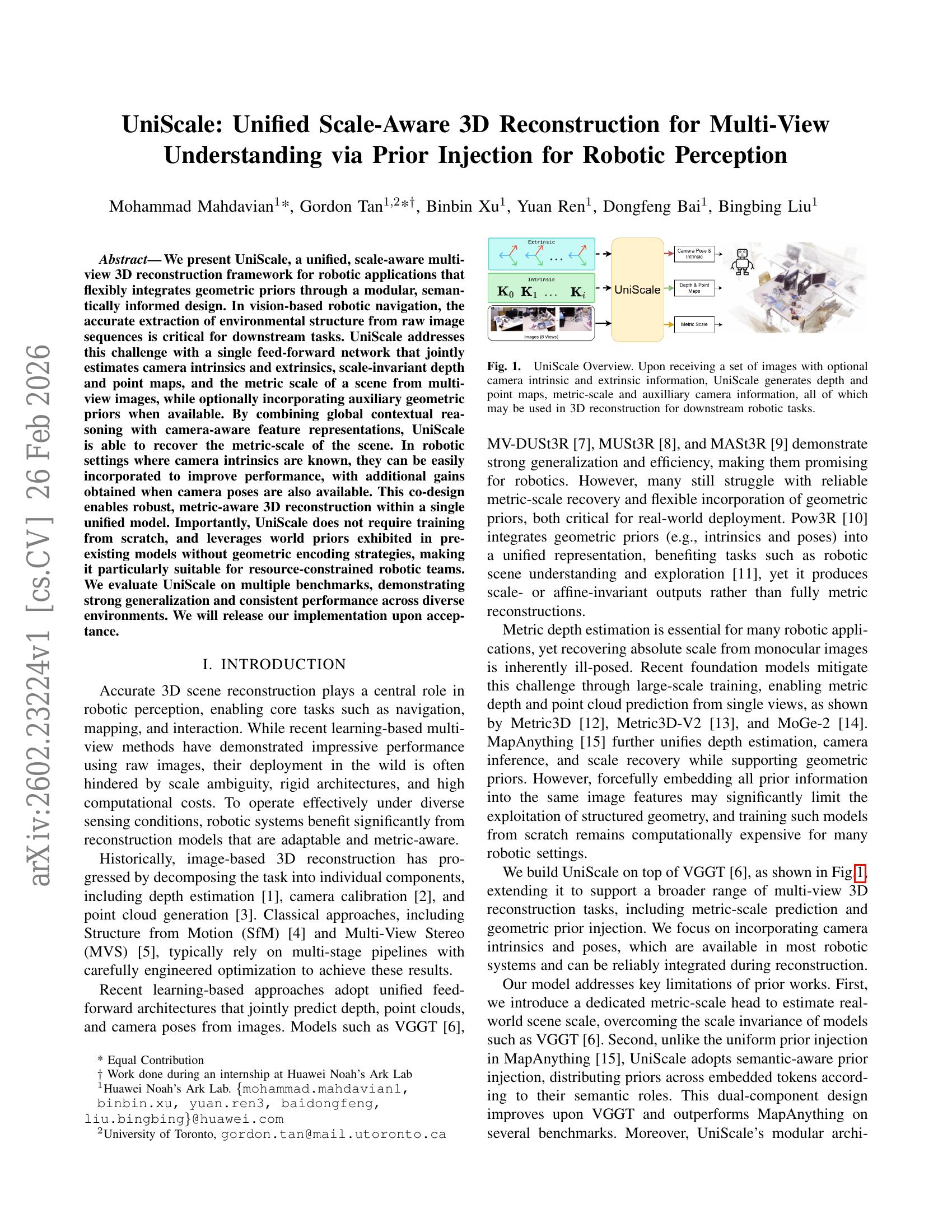 UniScale: Unified Scale-Aware 3D Reconstruction for Multi-View ...