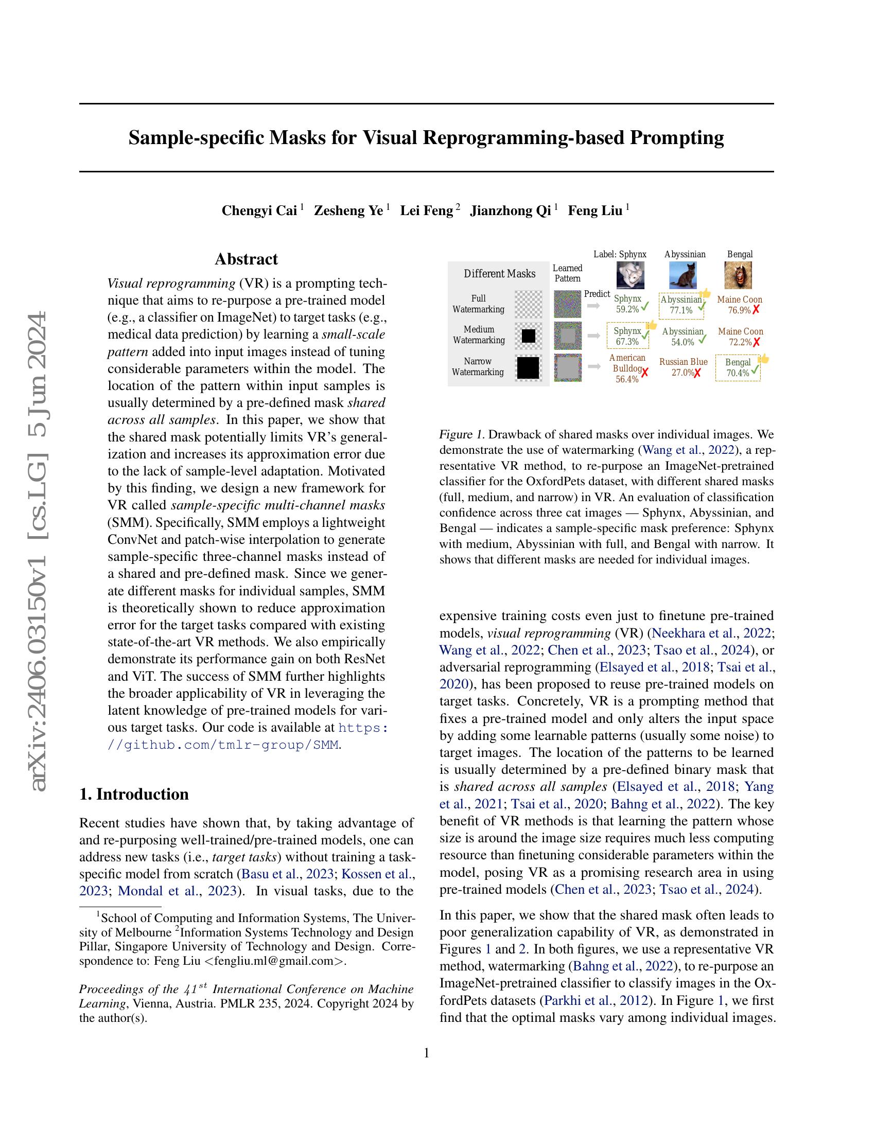 Sample-specific Masks for Visual Reprogramming-based Prompting - 智源社区论文
