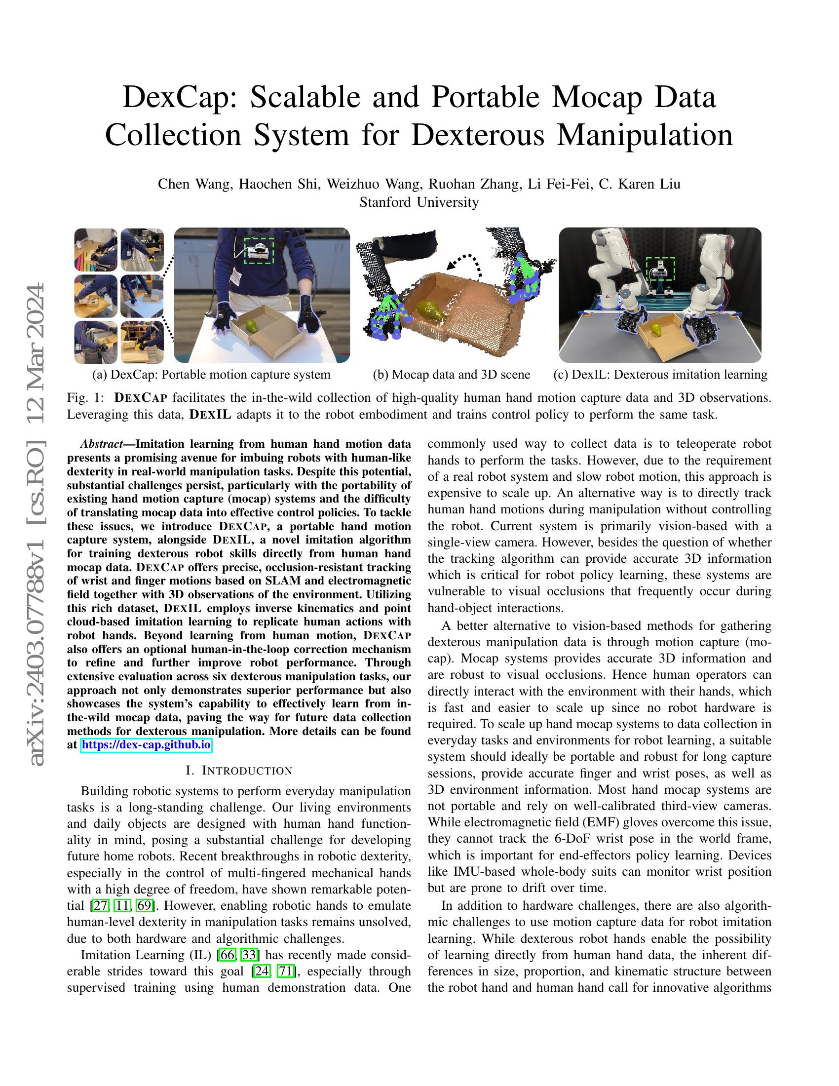 DexCap: Scalable and Portable Mocap Data Collection System for ...