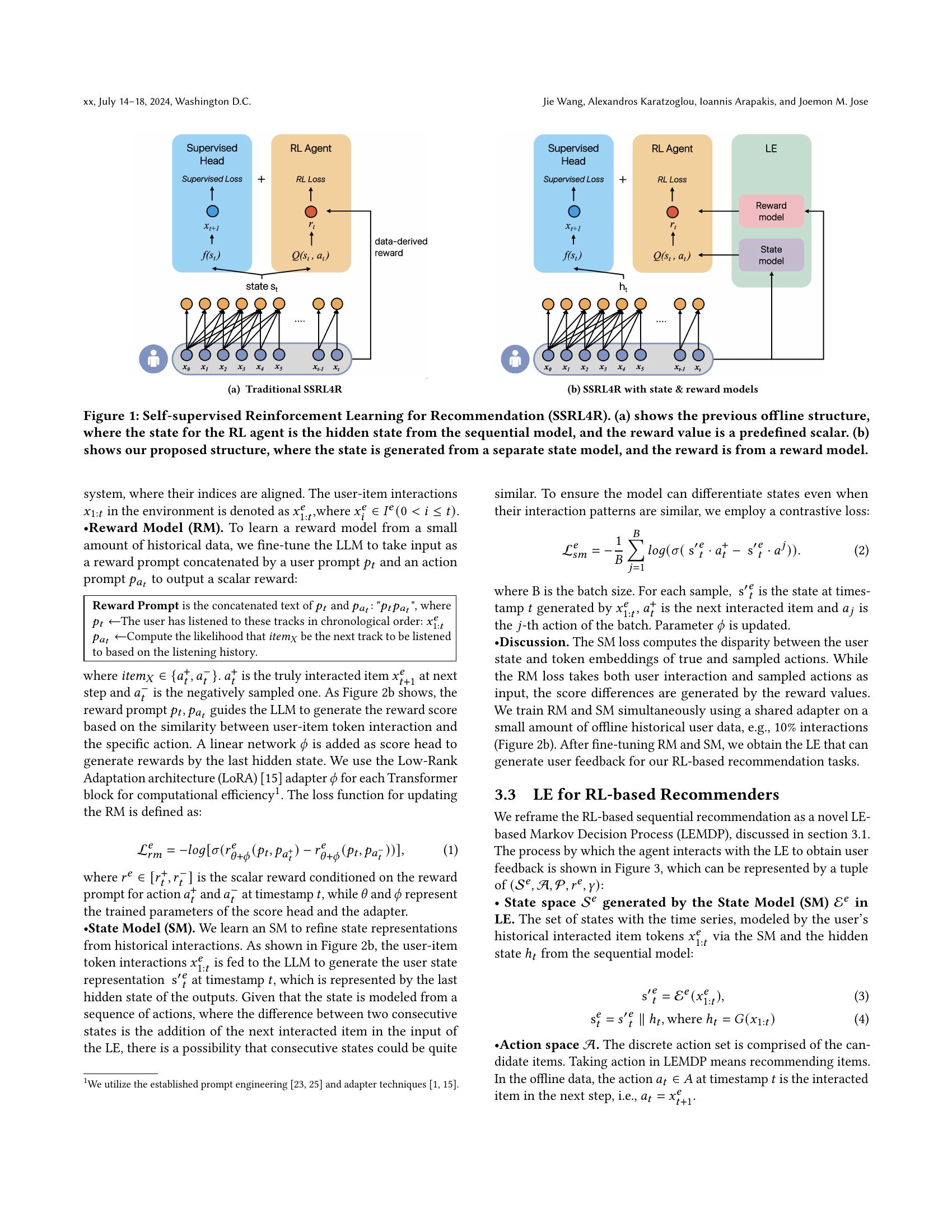 Reinforcement Learning-based Recommender Systems with Large Language Models for State Reward and ...