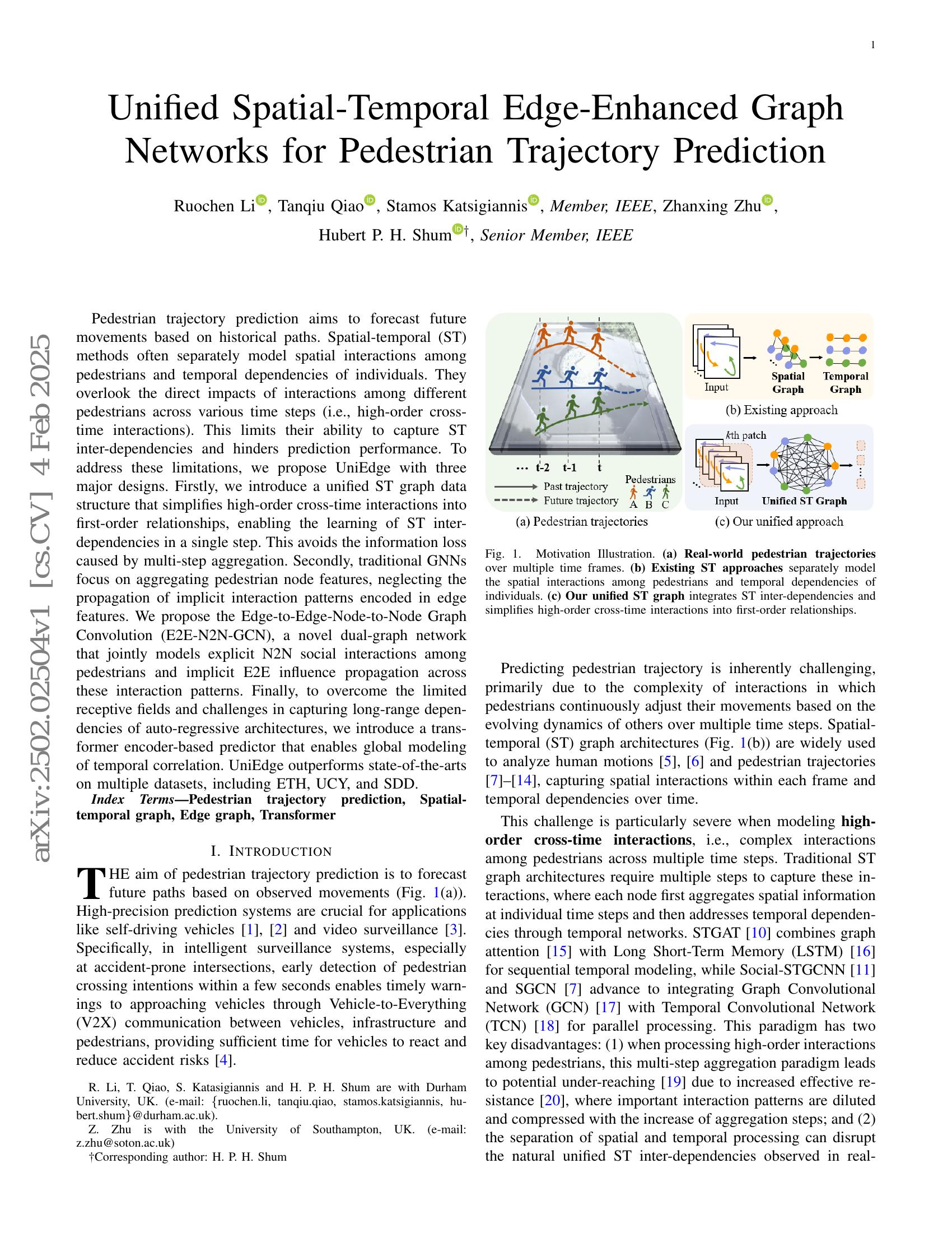 Unified Spatial-Temporal Edge-Enhanced Graph Networks for Pedestrian ...