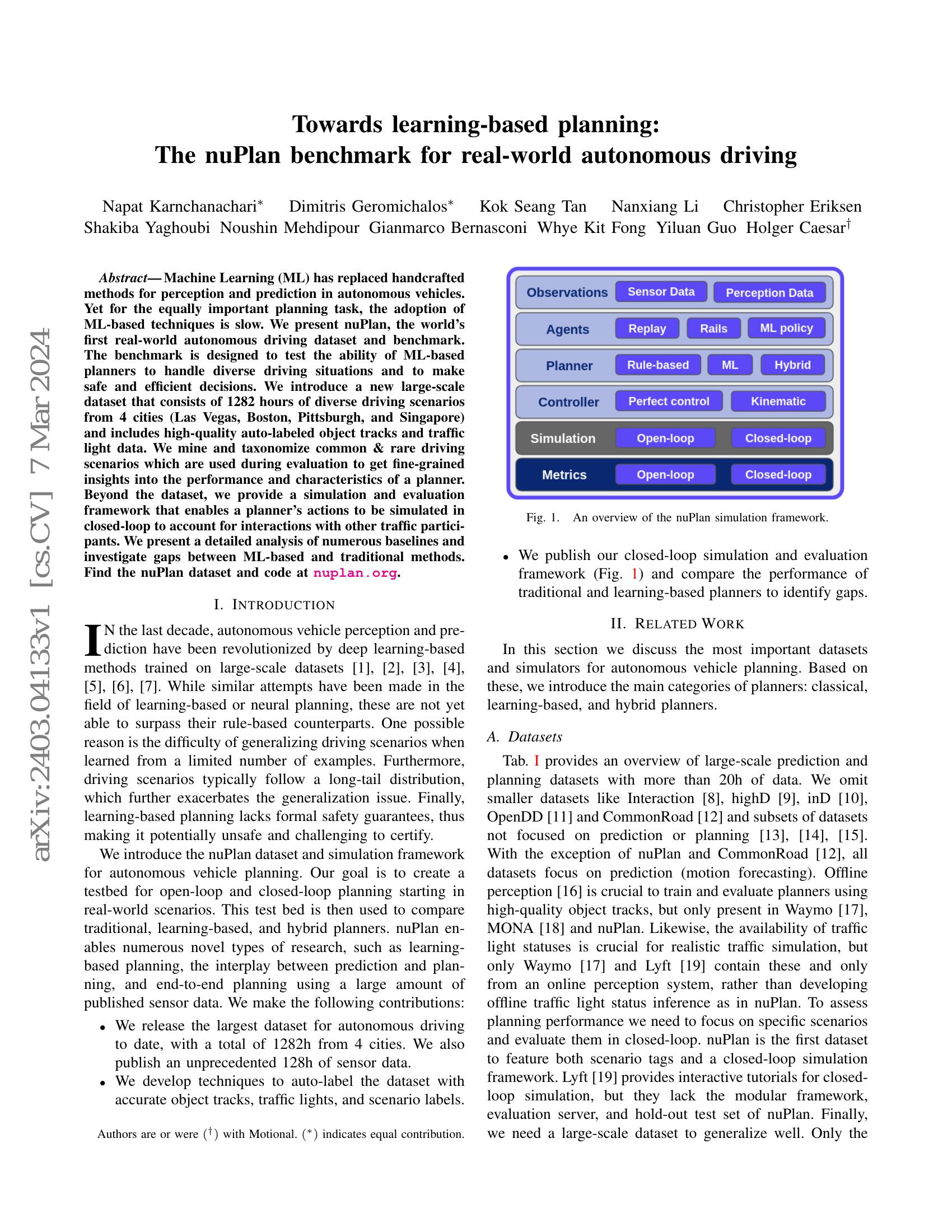 Towards learning-based planning:The nuPlan benchmark for real-world ...