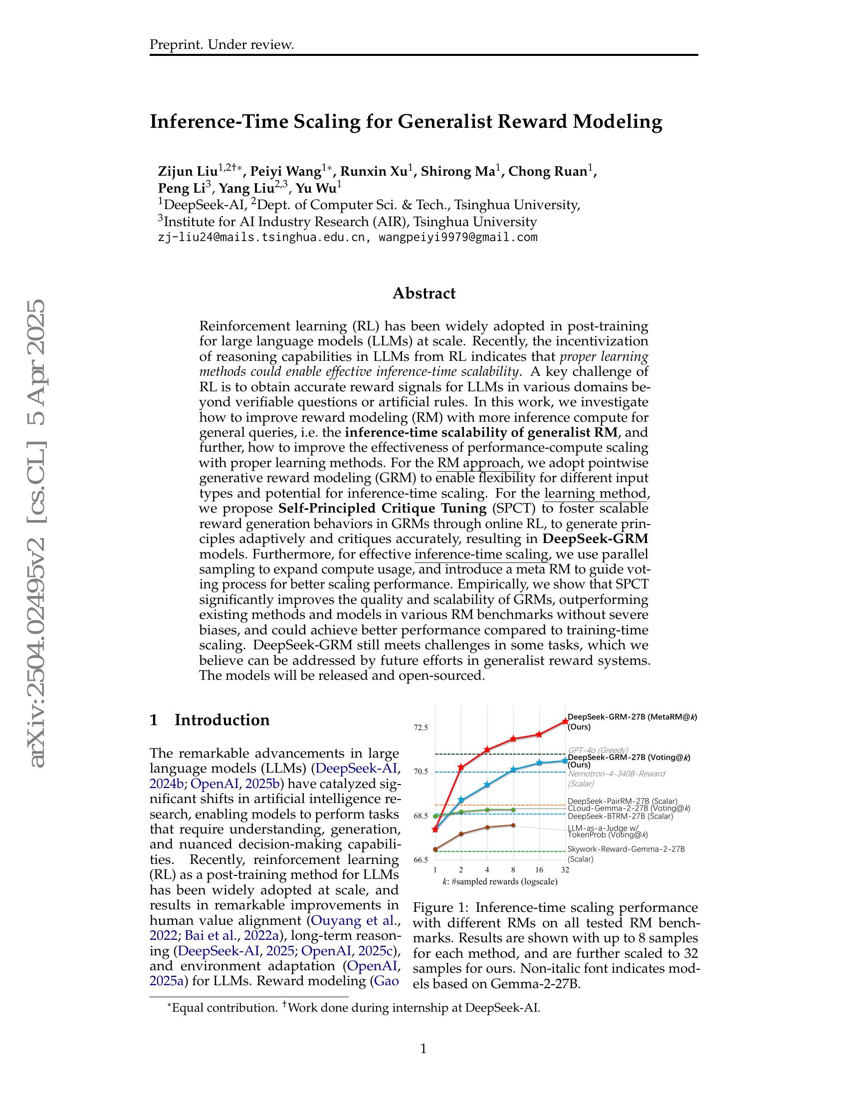 Inference-Time Scaling for Generalist Reward Modeling - 智源社区论文
