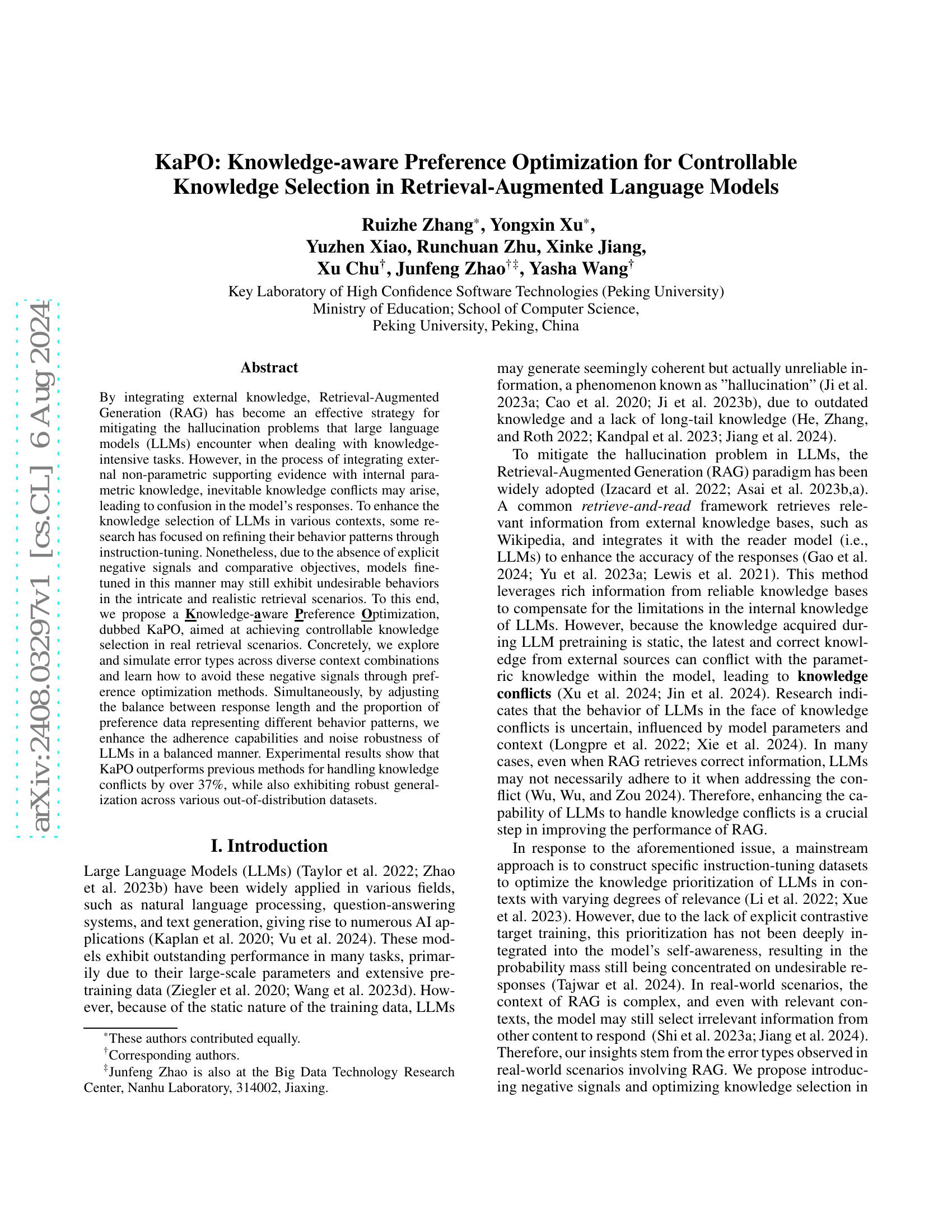 KaPO: Knowledge-aware Preference Optimization for Controllable Knowledge Selection in Retrieval ...