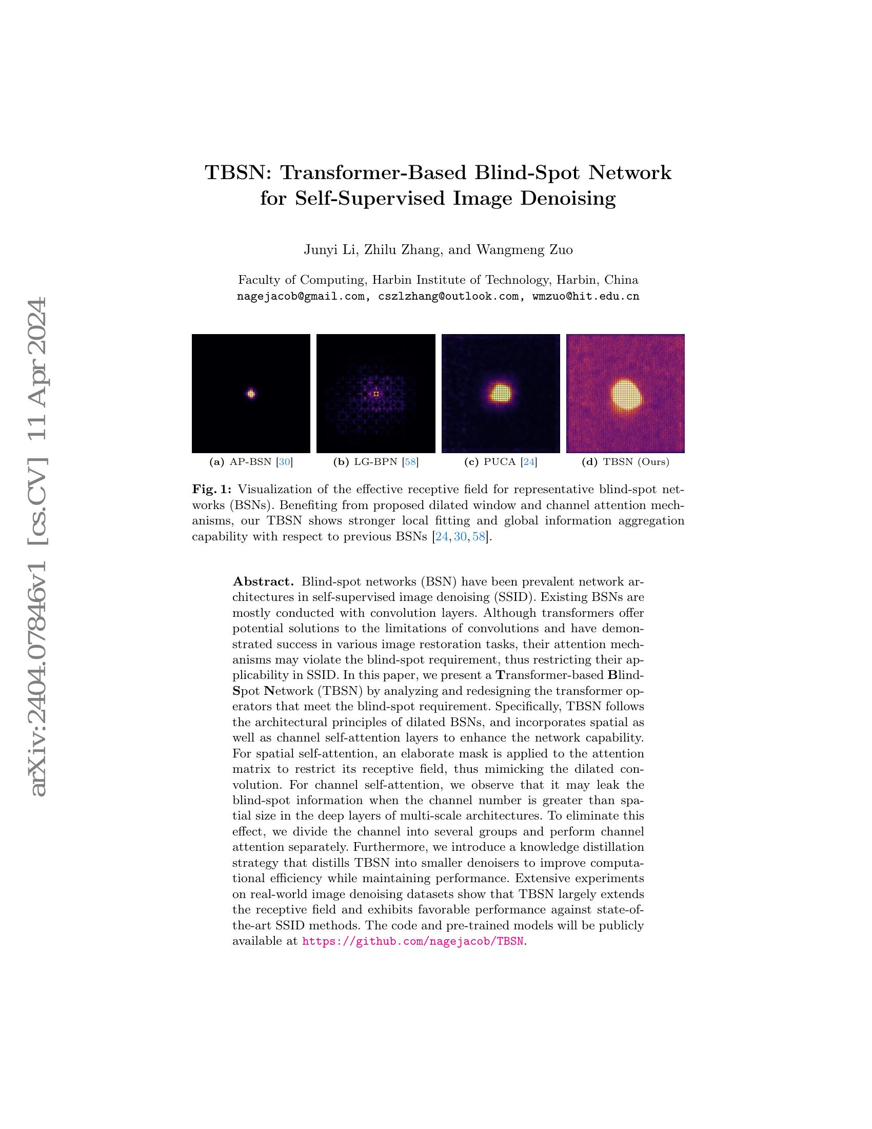 TBSN: Transformer-Based Blind-Spot Network for Self-Supervised Image Denoising - 智源社区论文