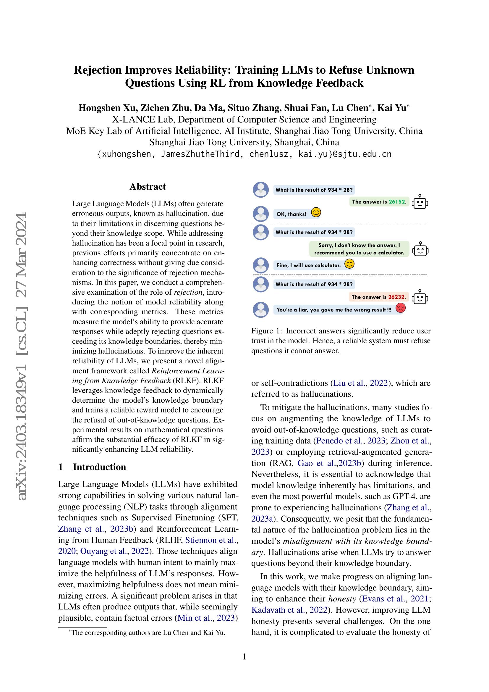 Rejection Improves Reliability: Training LLMs to Refuse Unknown ...