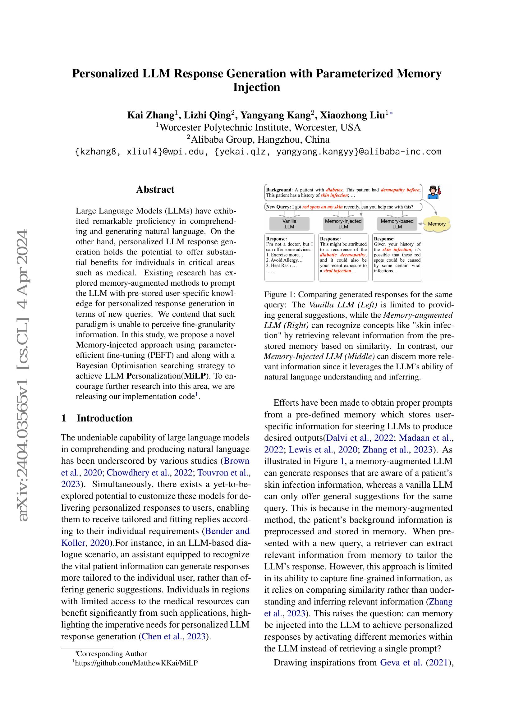 Personalized LLM Response Generation with Parameterized Memory ...