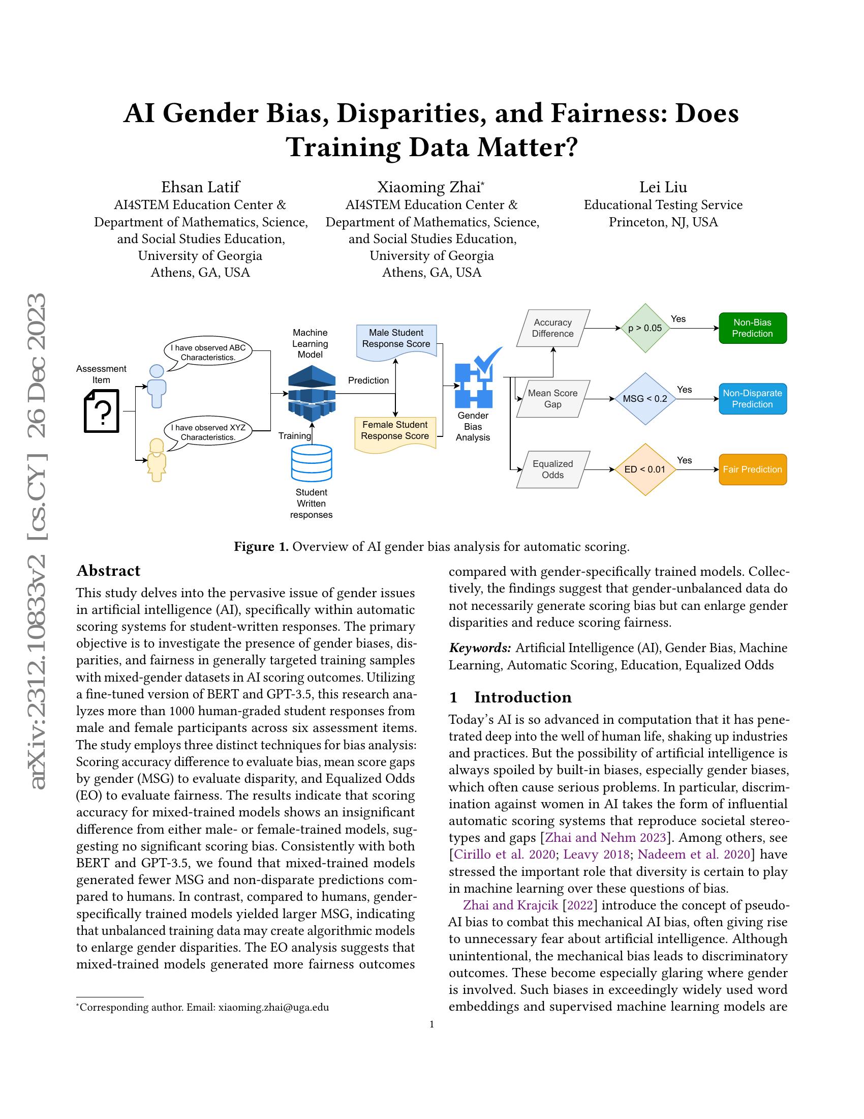 AI Gender Bias, Disparities, and Fairness: Does Training Data Matter ...
