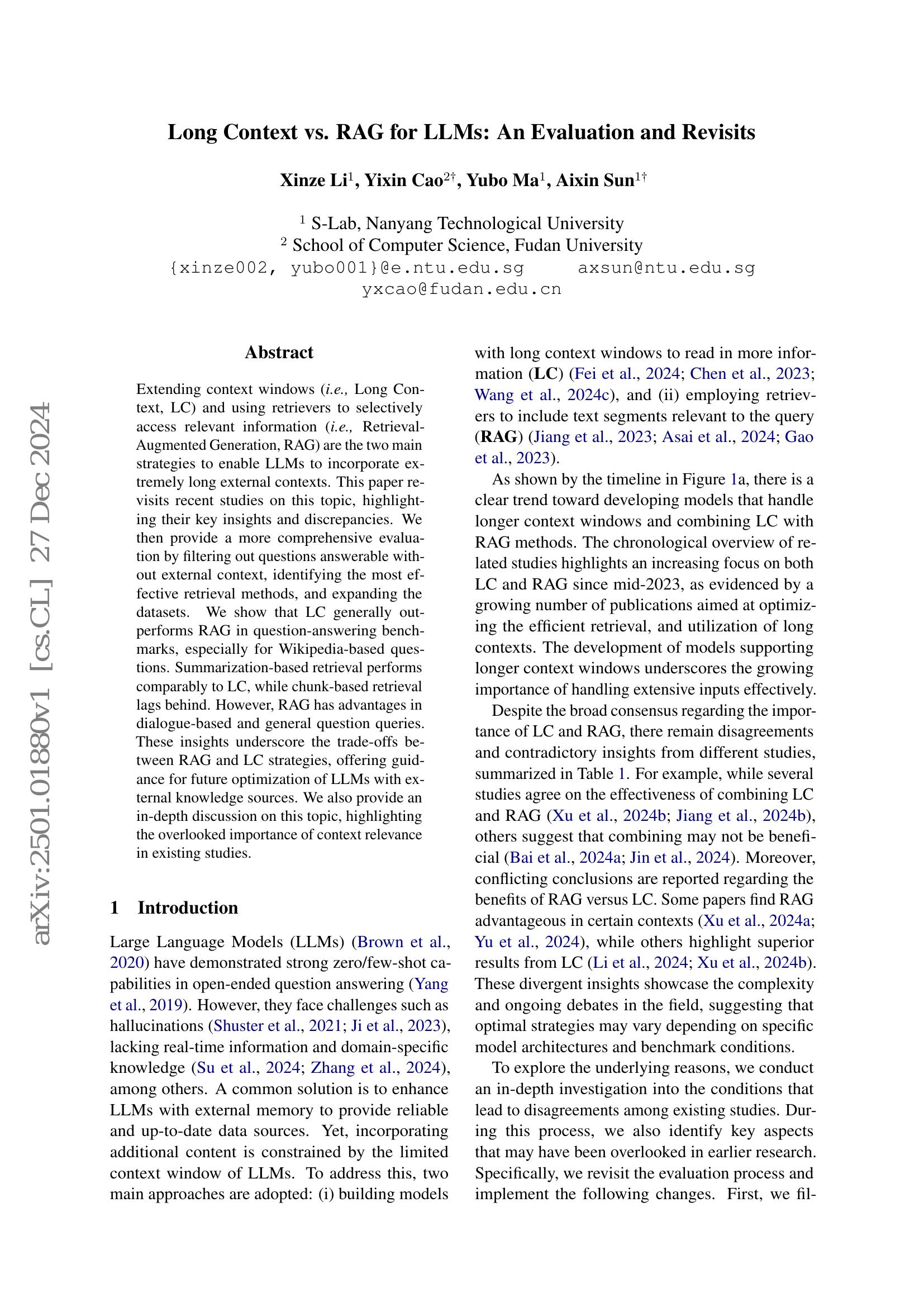 Long Context vs. RAG for LLMs: An Evaluation and Revisits - 智源社区论文