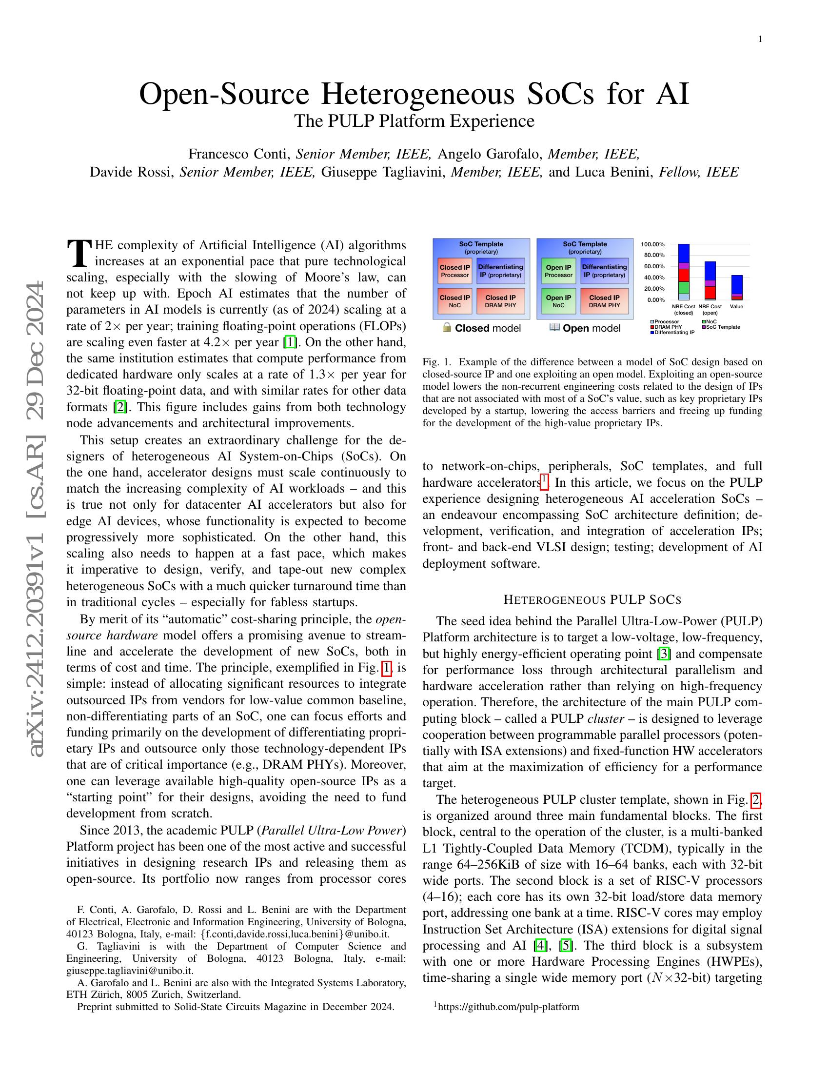 Open-Source Heterogeneous SoCs for AI: The PULP Platform Experience - 智源社区论文