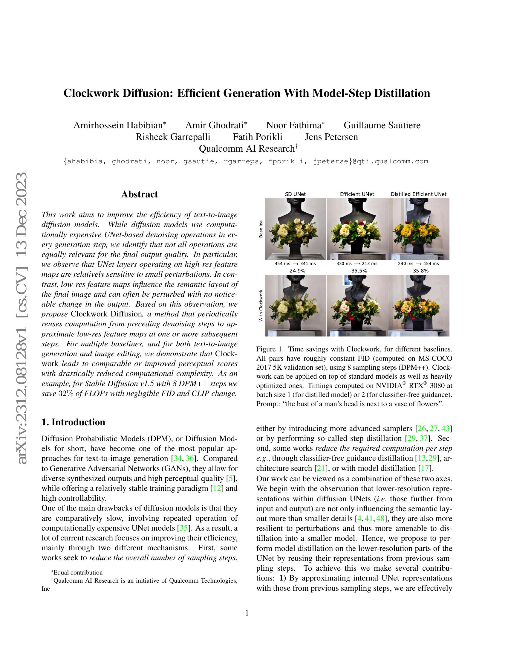 Clockwork Diffusion: Efficient Generation With Model-Step Distillation - 智源社区论文