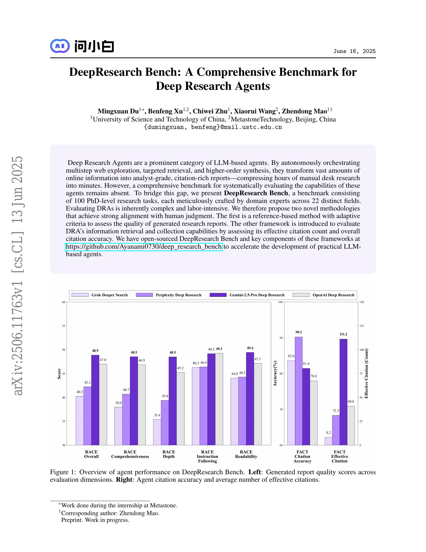 DeepResearch Bench: A Comprehensive Benchmark for Deep Research Agents - 智源社区论文