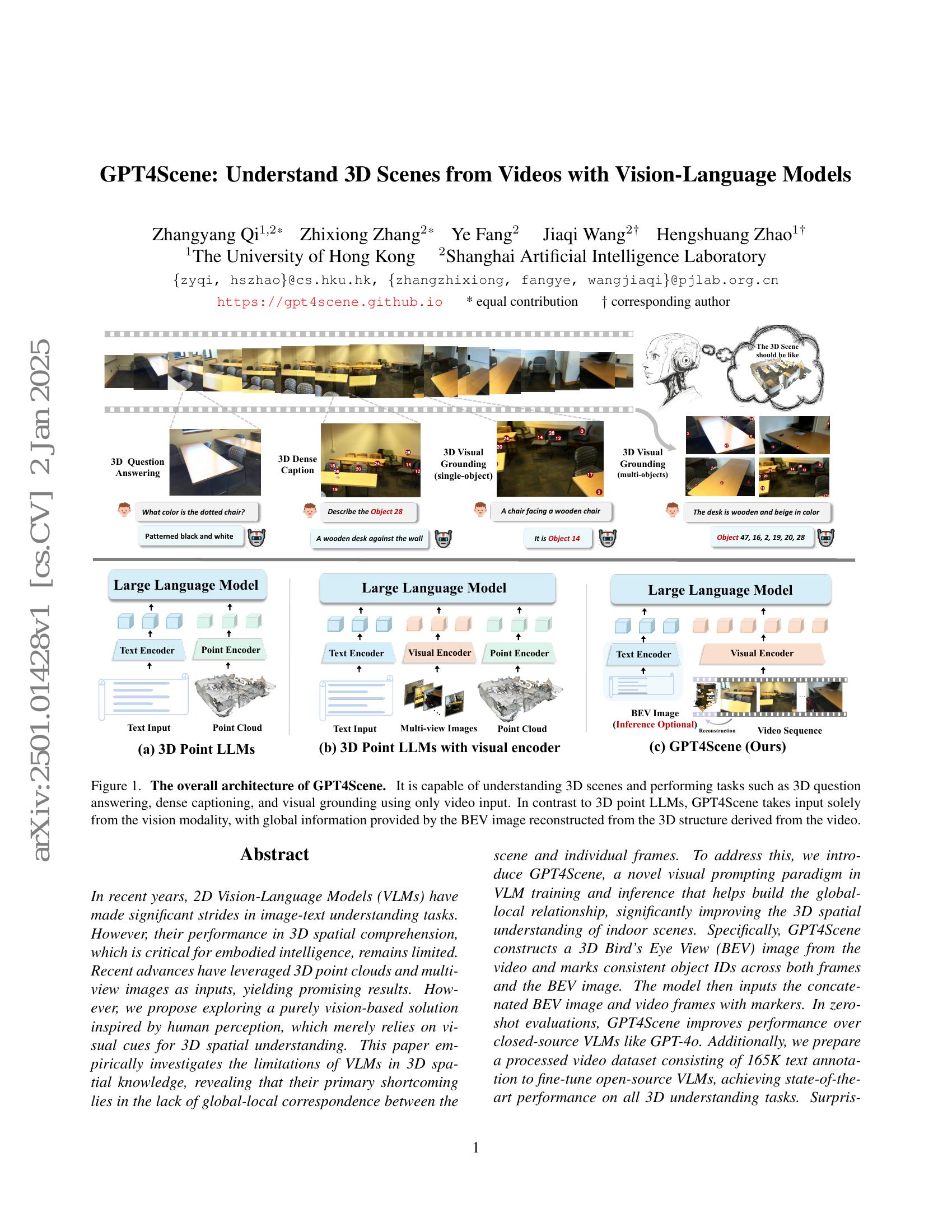 GPT4Scene: Understand 3D Scenes from Videos with Vision-Language Models - 智源社区论文