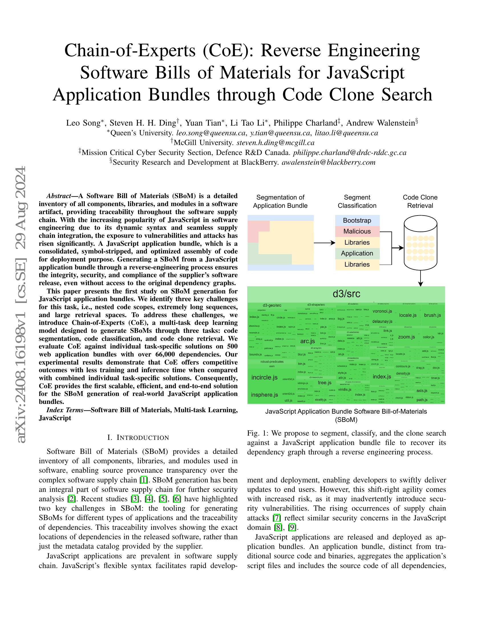 Chain-of-Experts (CoE): Reverse Engineering Software Bills of Materials ...