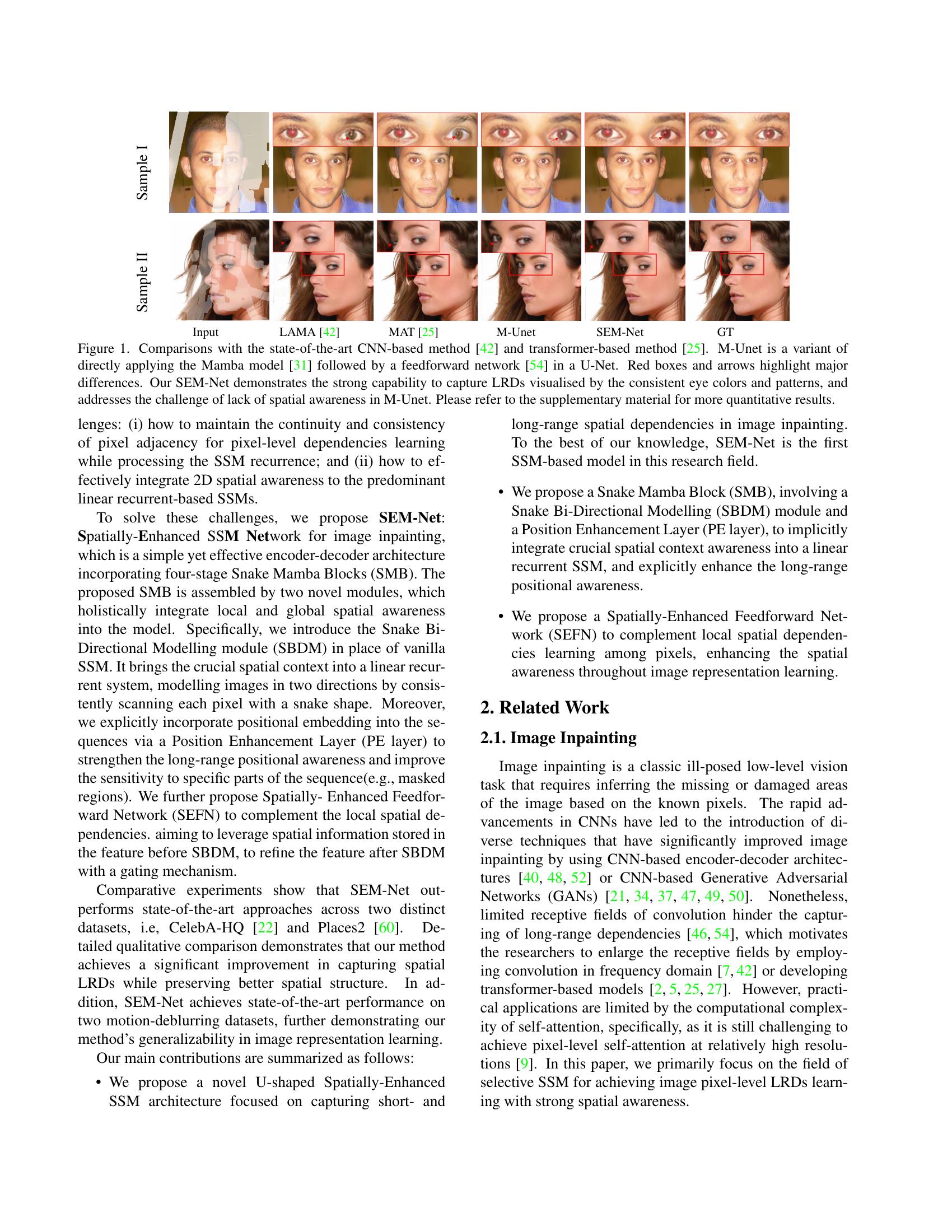 SEM-Net: Efficient Pixel Modelling for image inpainting with Spatially ...