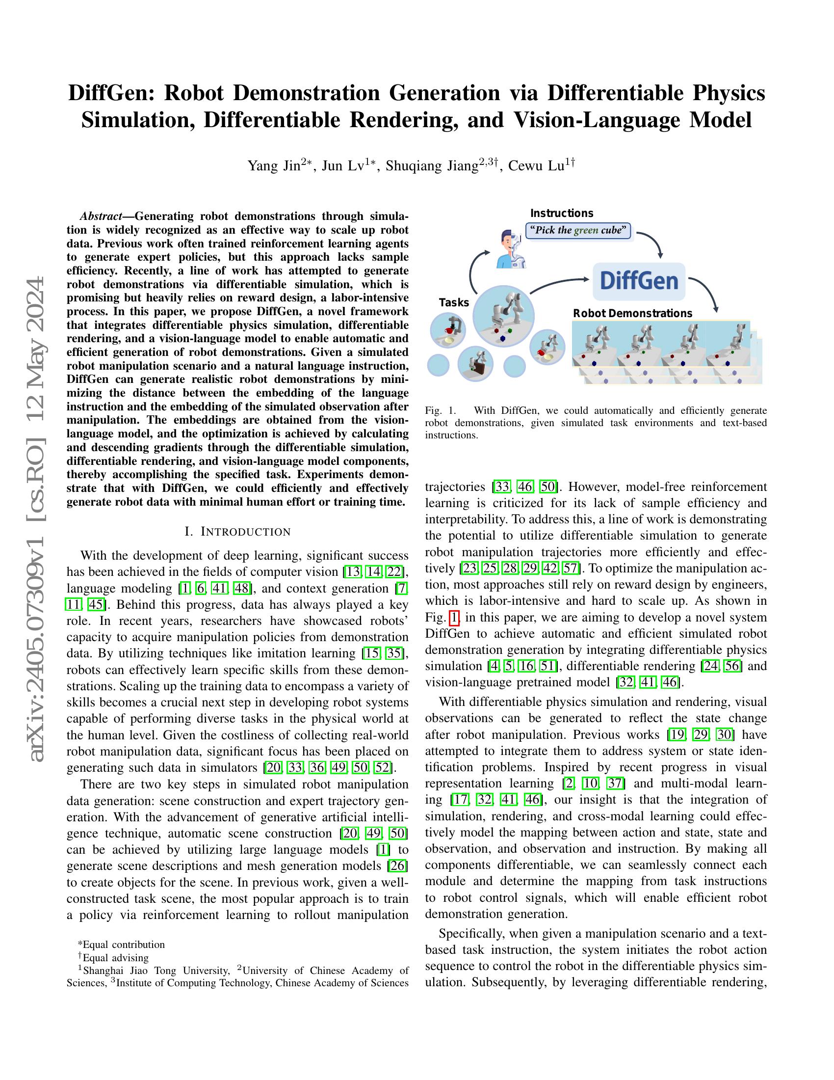 DiffGen: Robot Demonstration Generation via Differentiable Physics Simulation, Differentiable ...