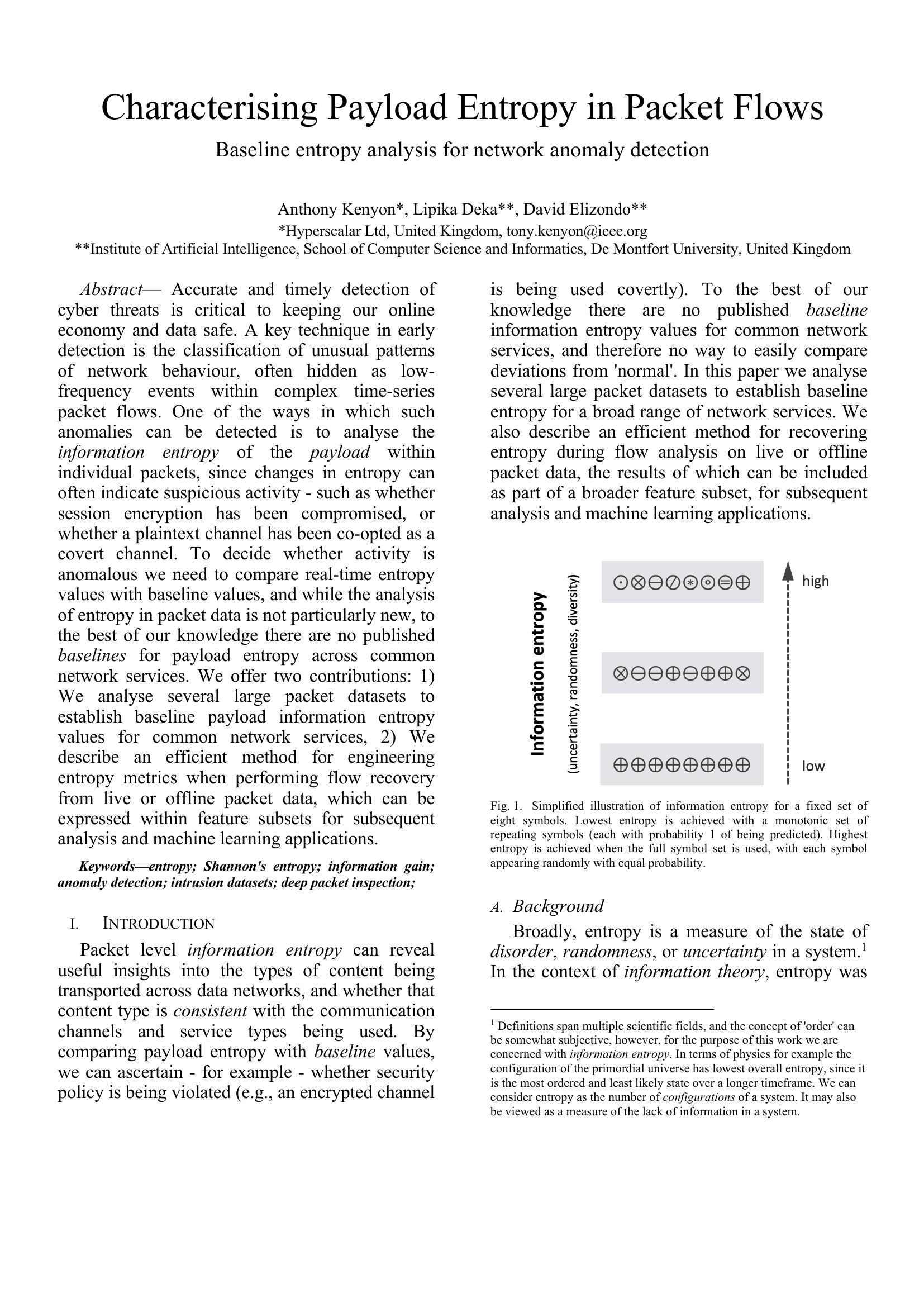 Characterising Payload Entropy in Packet Flows - 智源社区论文