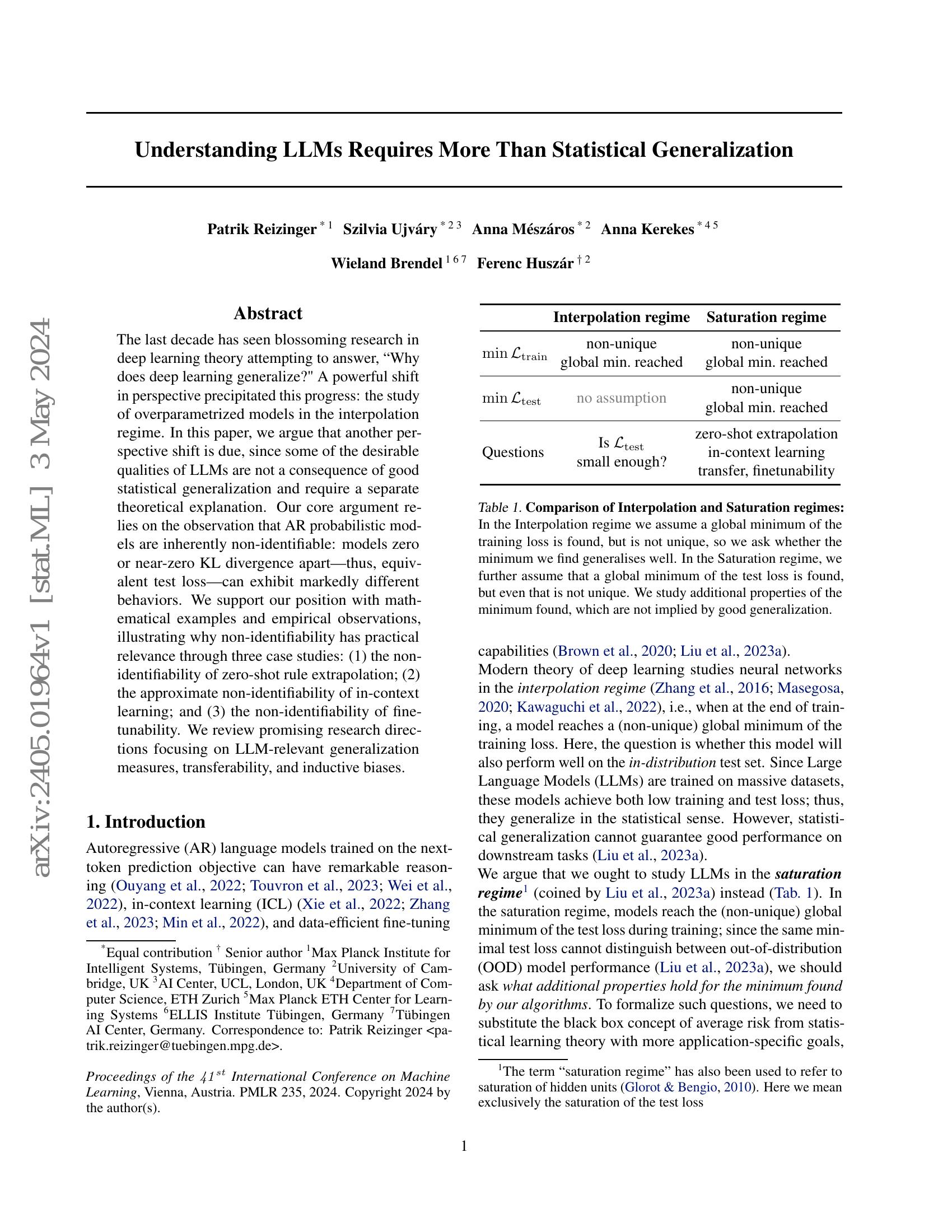 Understanding LLMs Requires More Than Statistical Generalization - 智源社区论文