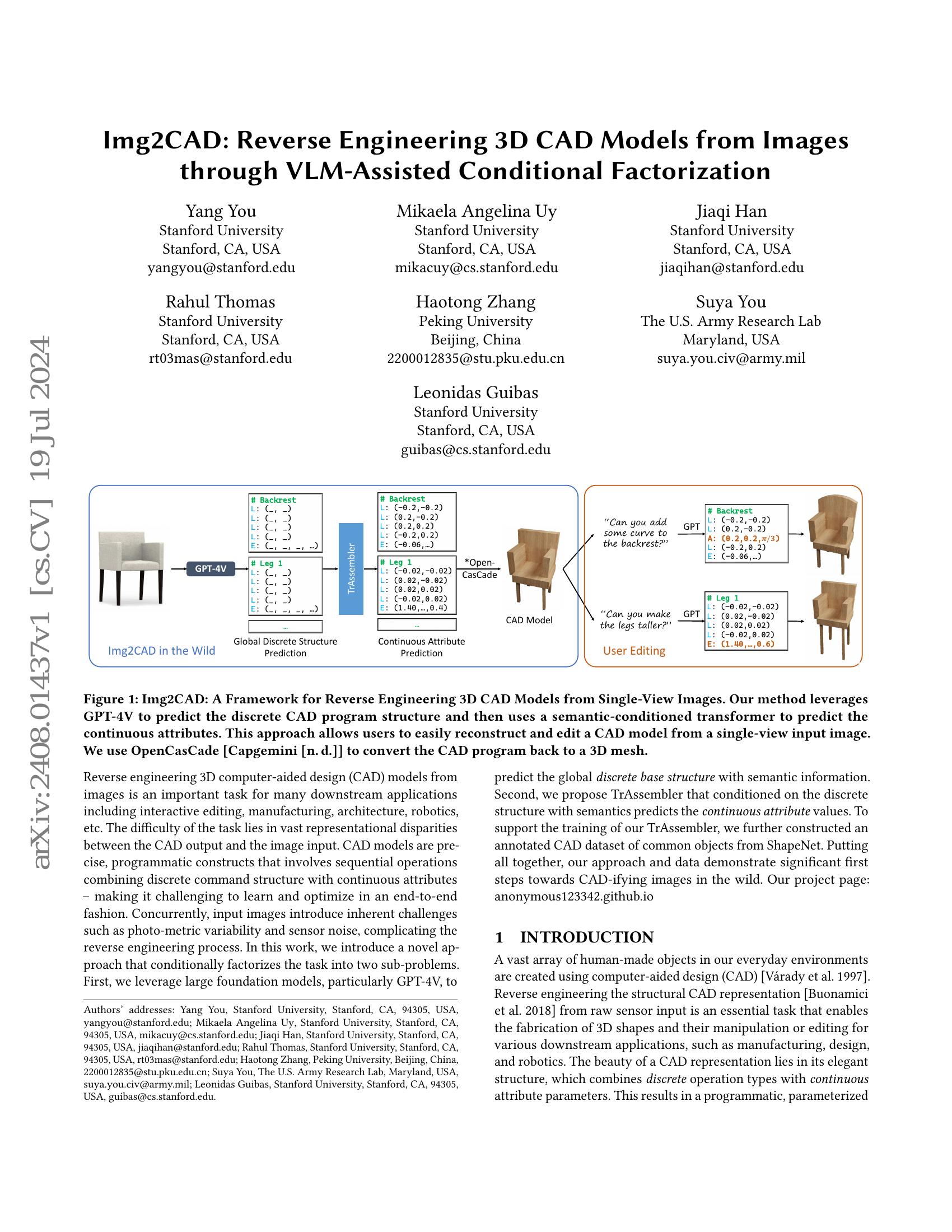 Img2CAD: Reverse Engineering 3D CAD Models from Images through VLM-Assisted Conditional ...