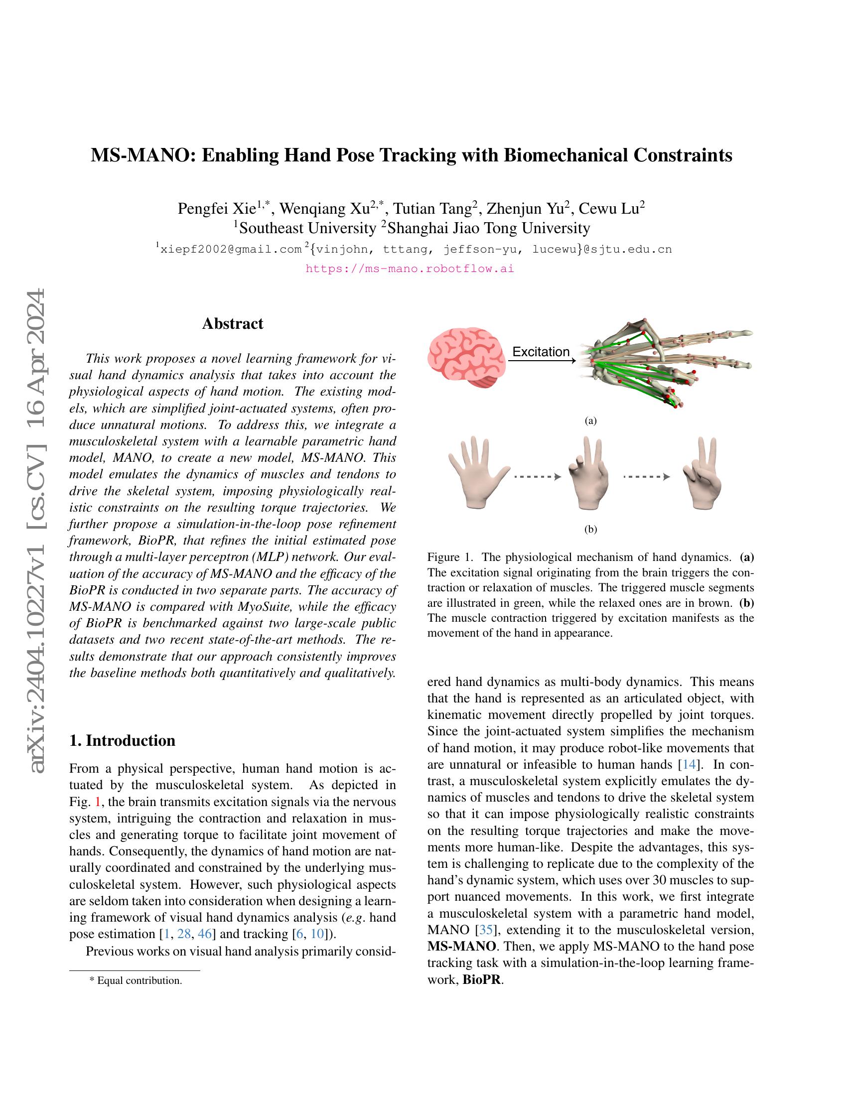 MS-MANO: Enabling Hand Pose Tracking with Biomechanical Constraints - 智 ...