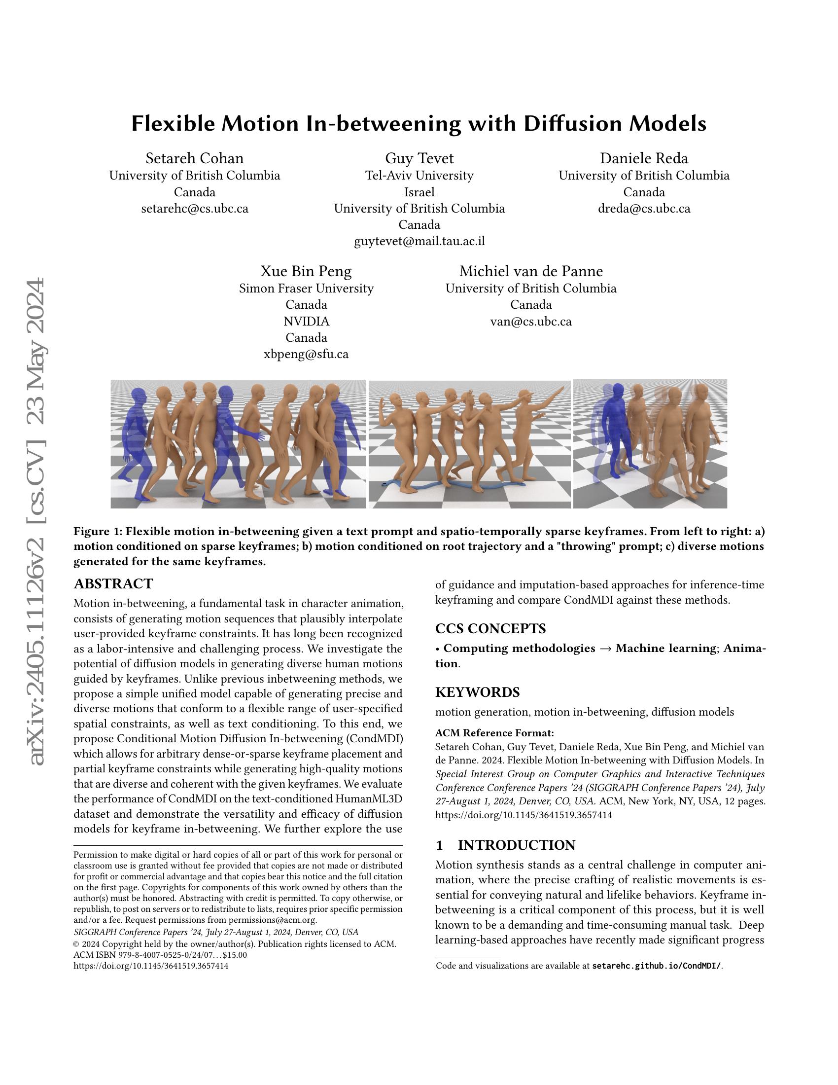 Flexible Motion In-betweening with Diffusion Models - 智源社区论文