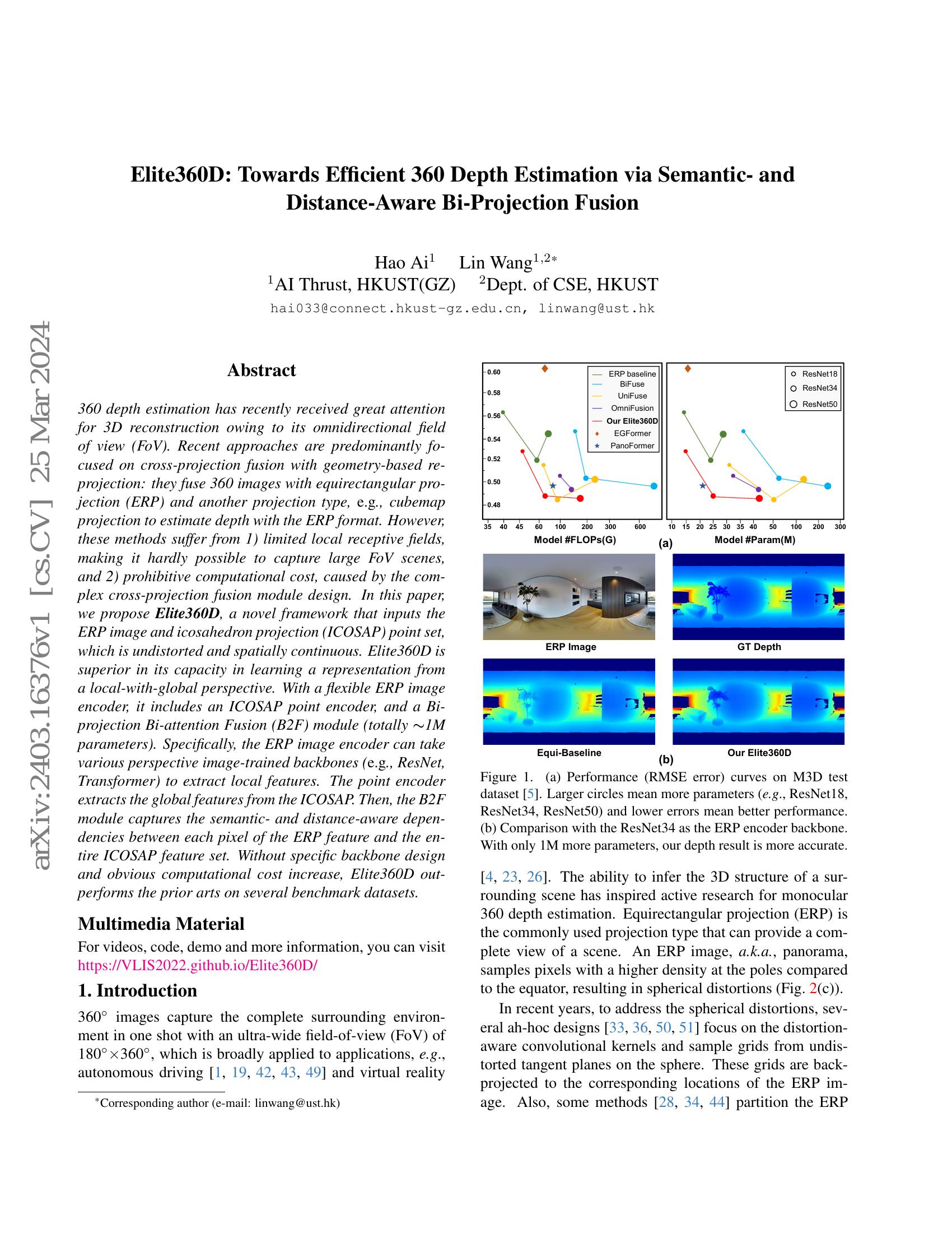 Elite360D: Towards Efficient 360 Depth Estimation via Semantic- and Distance-Aware Bi-Projection ...