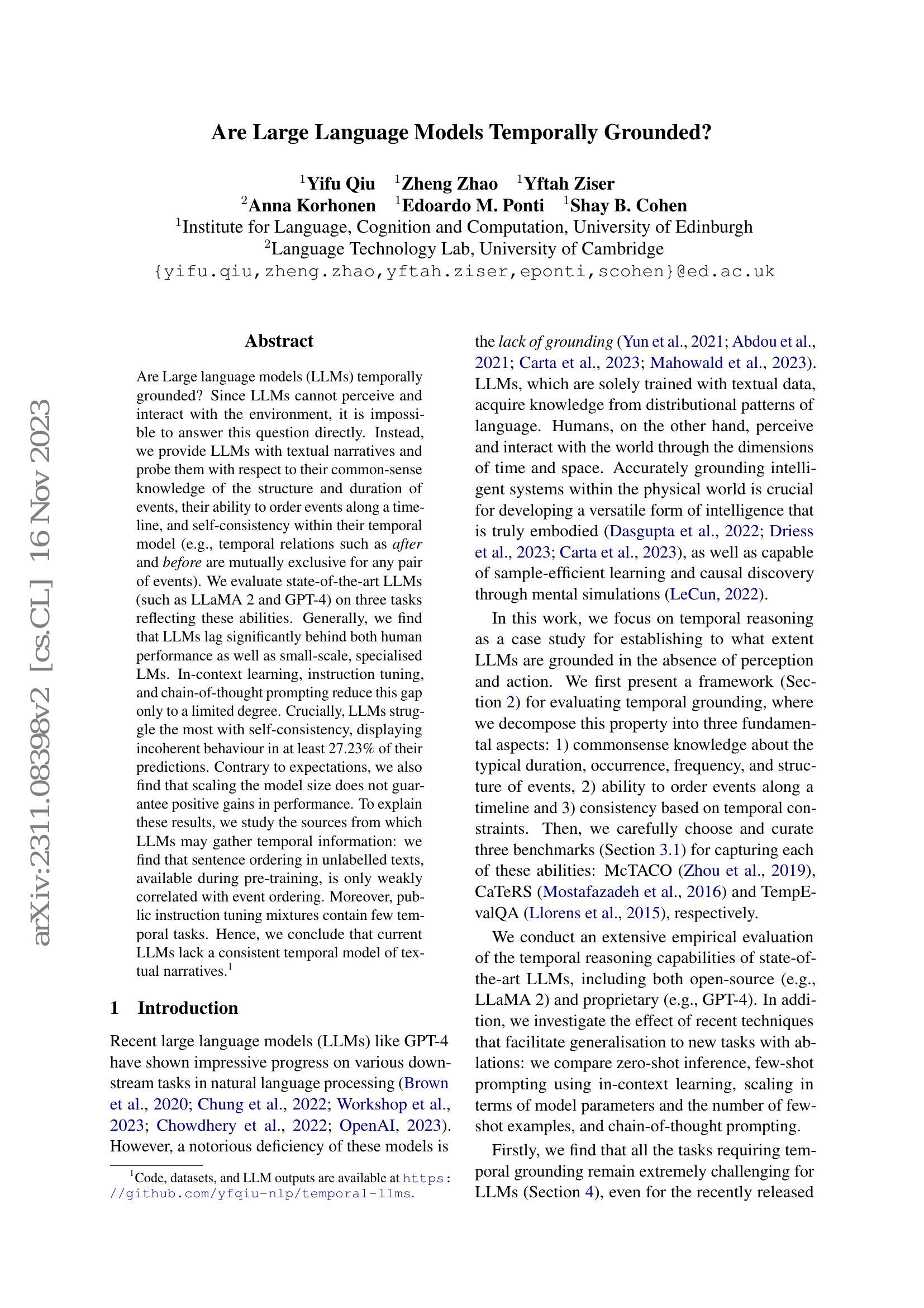 Are Large Language Models Temporally Grounded? - 智源社区论文