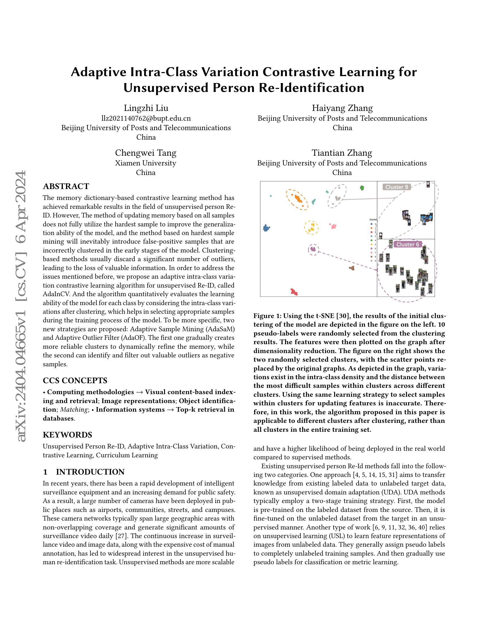 Adaptive Intra-Class Variation Contrastive Learning for Unsupervised Person Re-Identification ...