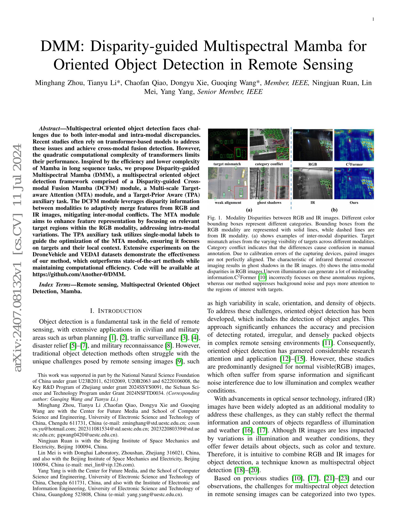 DMM: Disparity-guided Multispectral Mamba for Oriented Object Detection ...