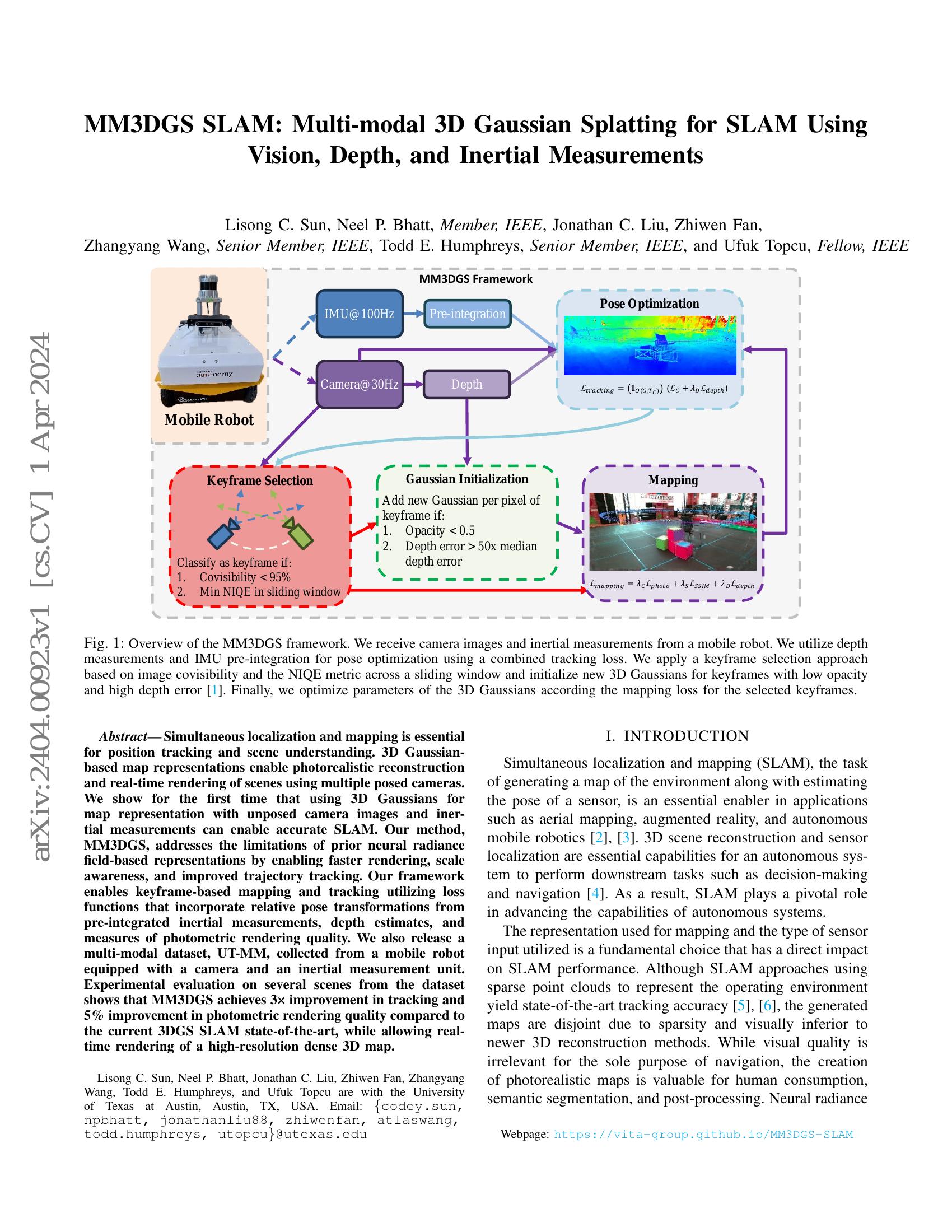 MM3DGS SLAM: Multi-modal 3D Gaussian Splatting for SLAM Using Vision, Depth, and Inertial ...
