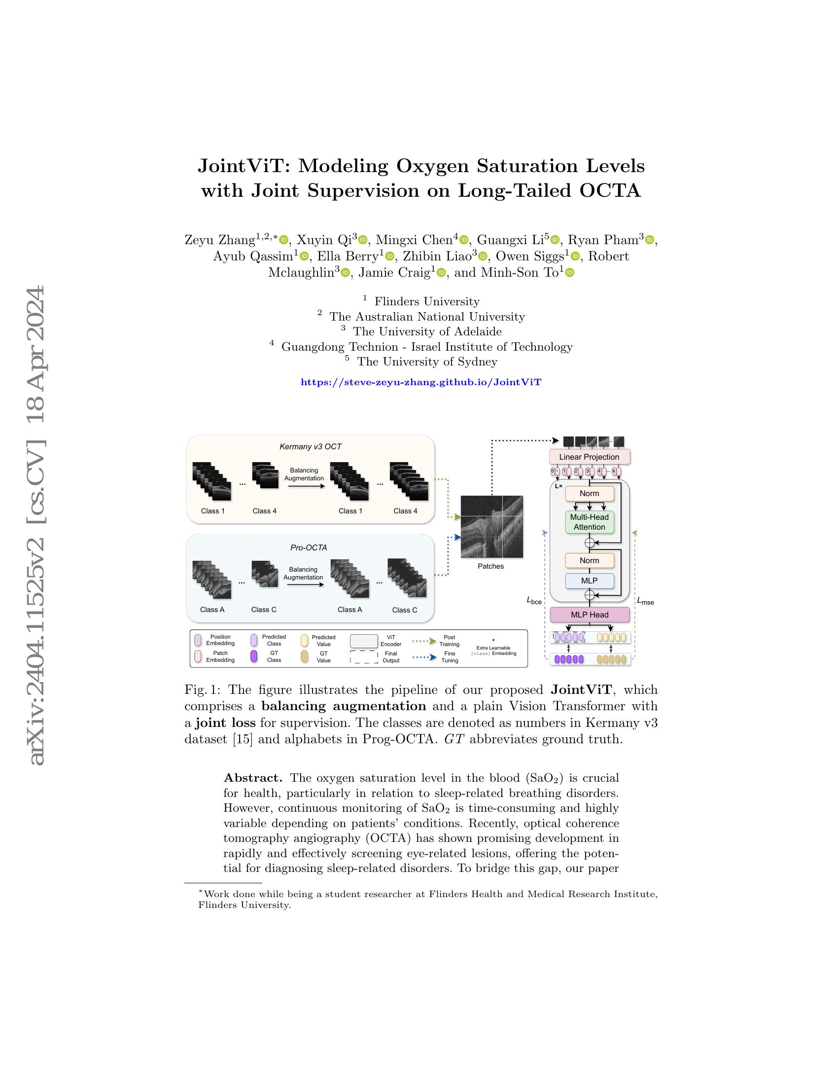 JointViT: Modeling Oxygen Saturation Levels with Joint Supervision on ...