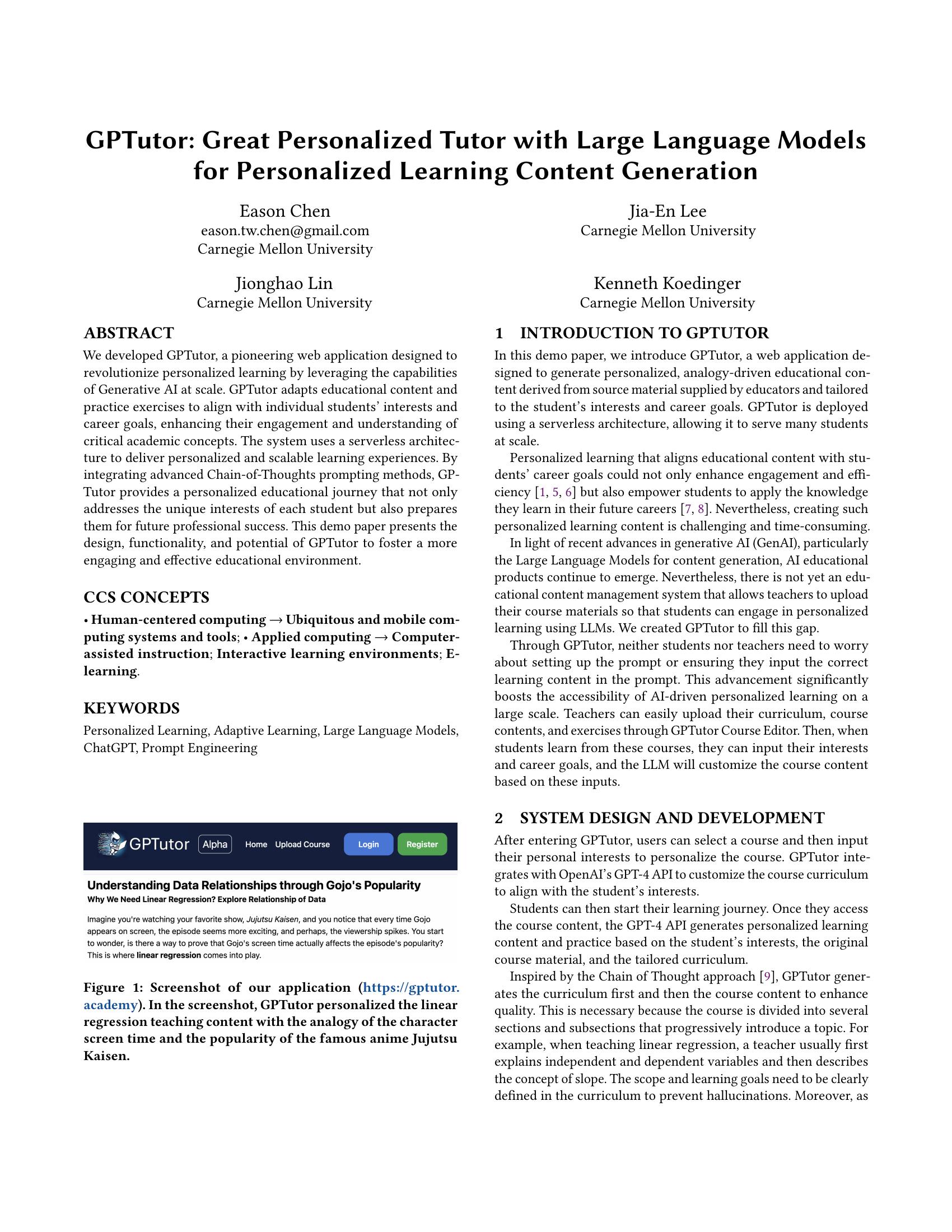 GPTutor: Great Personalized Tutor with Large Language Models for Personalized Learning Content ...