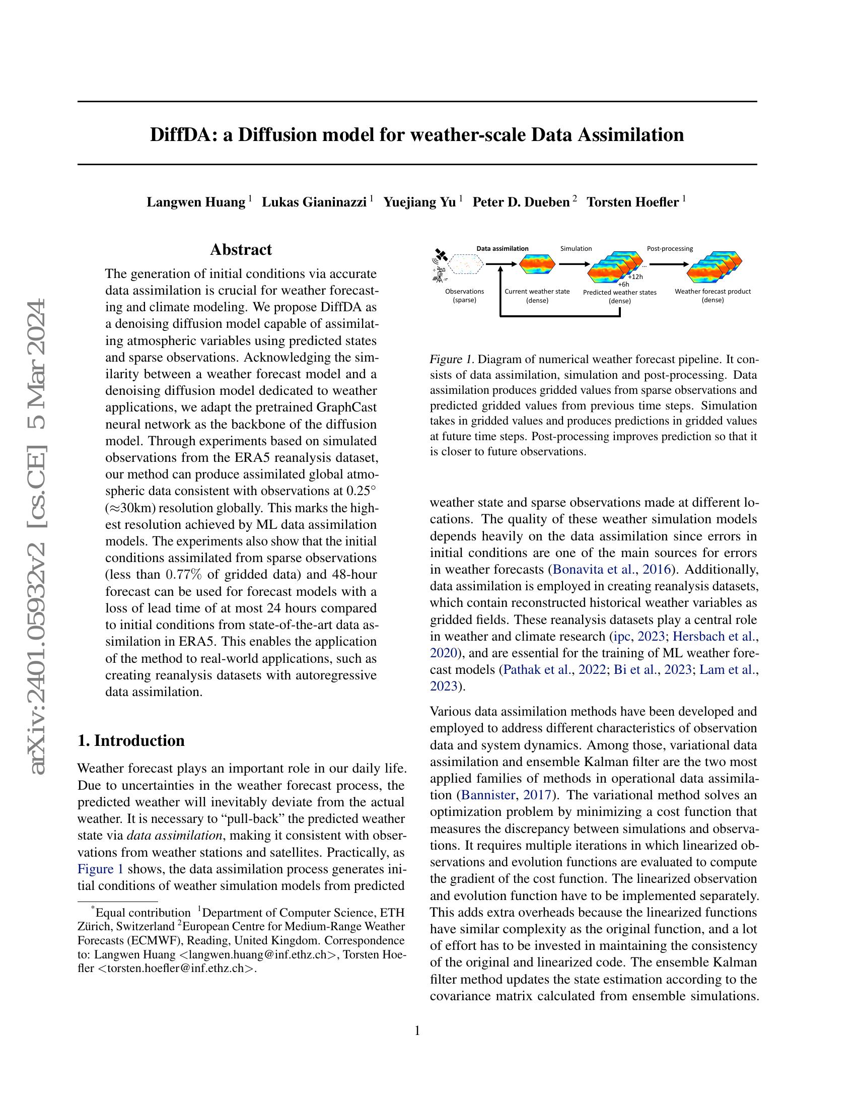 DiffDA: a Diffusion model for weather-scale Data Assimilation - 智源社区论文