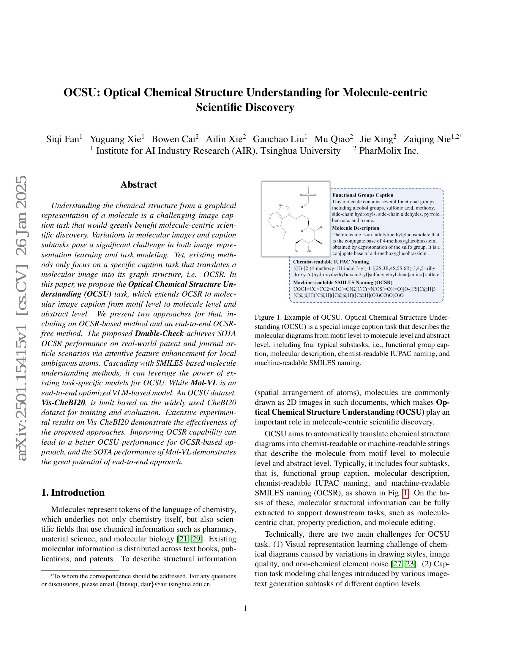 OCSU: Optical Chemical Structure Understanding for Molecule-centric ...