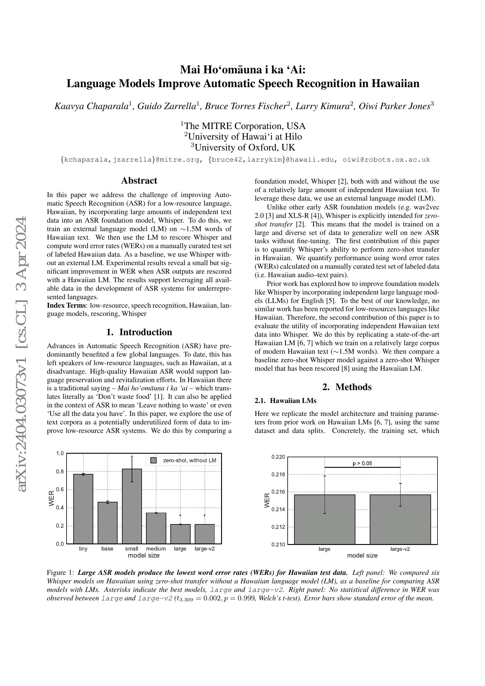 Mai Ho'omāuna i ka 'Ai: Language Models Improve Automatic Speech ...