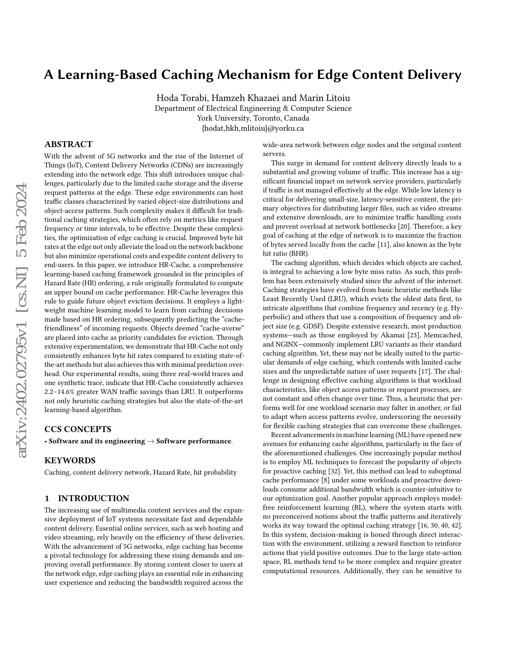 A Learning-Based Caching Mechanism for Edge Content Delivery - 智源社区论文