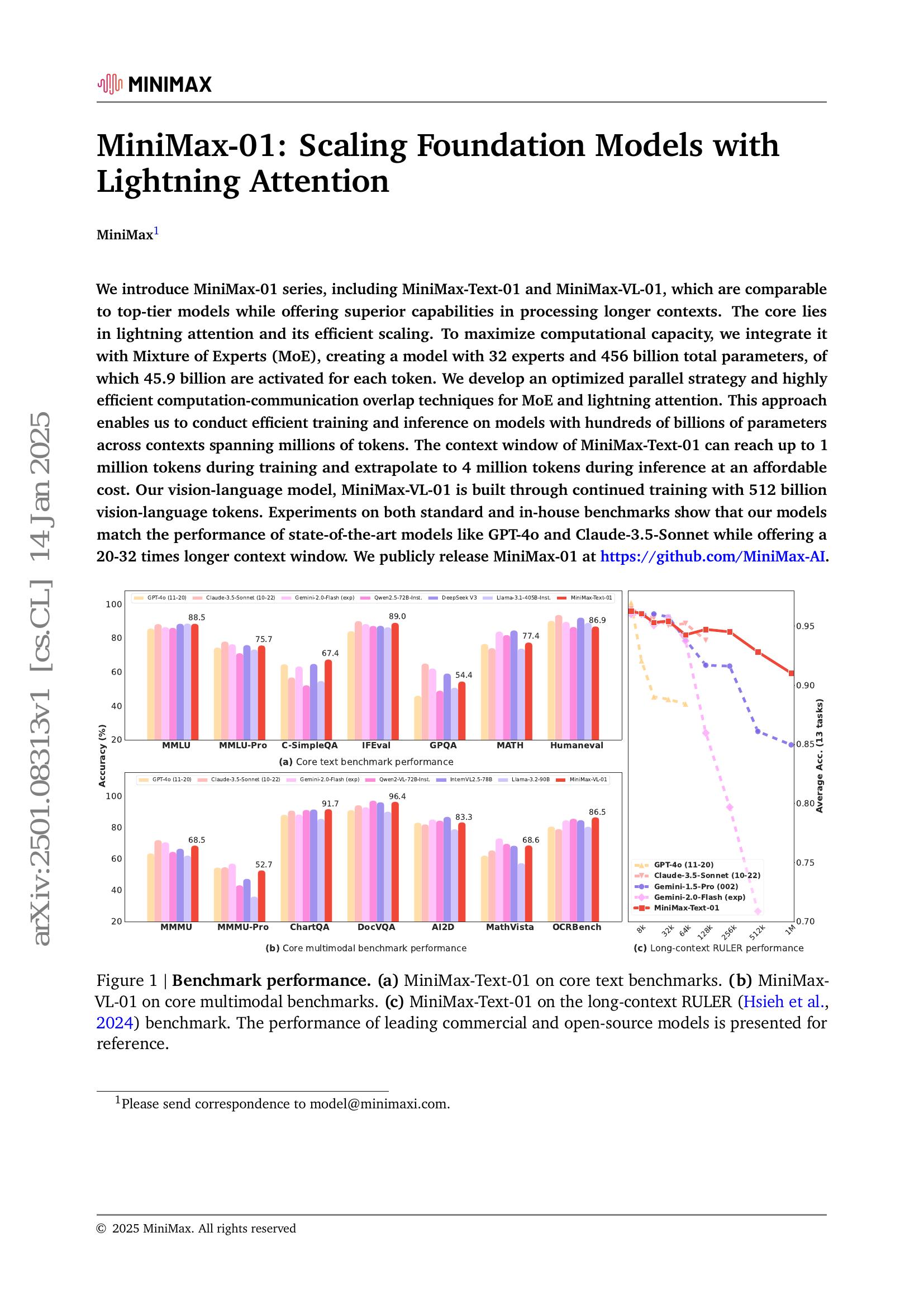 MiniMax-01: Scaling Foundation Models with Lightning Attention - 智源社区论文