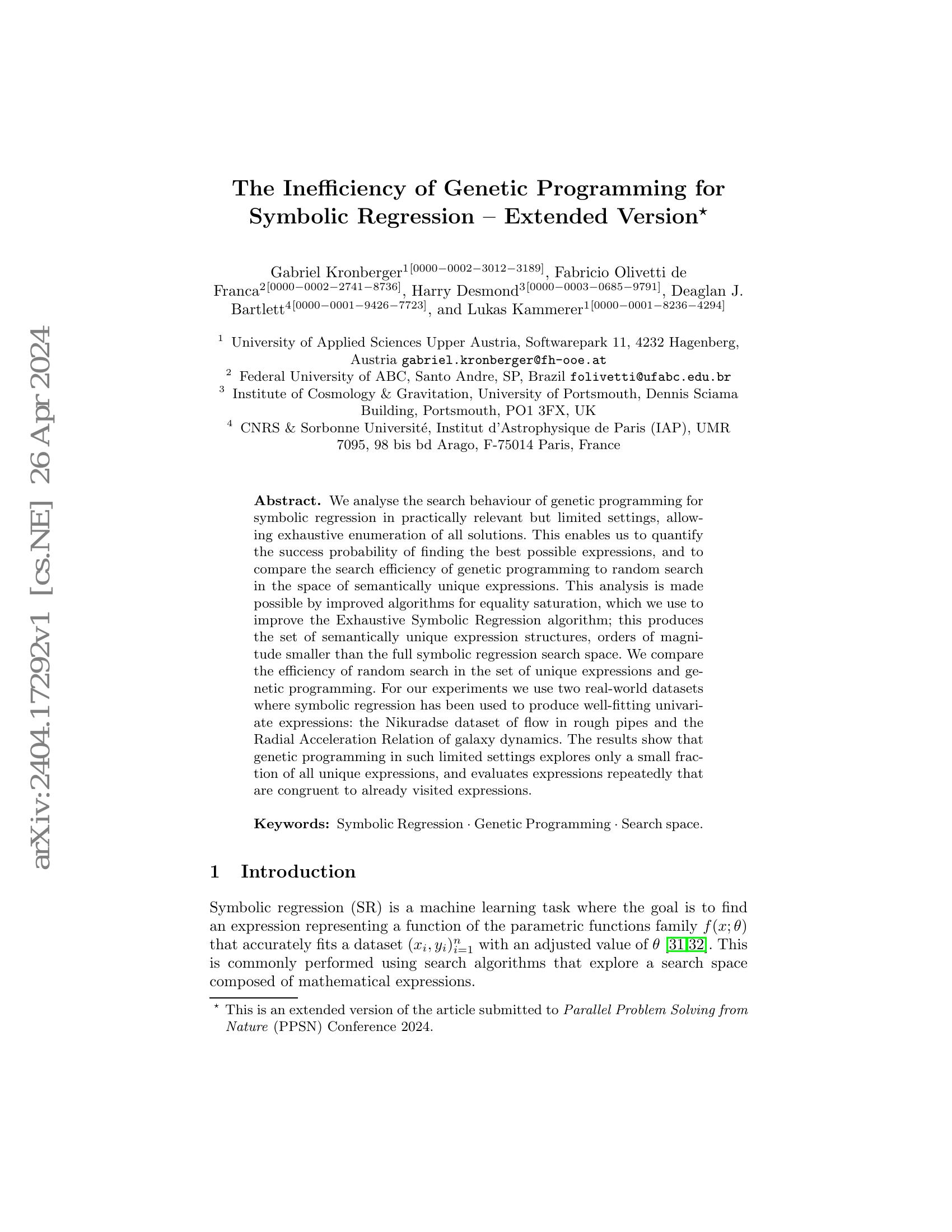 The Inefficiency of Genetic Programming for Symbolic Regression ...