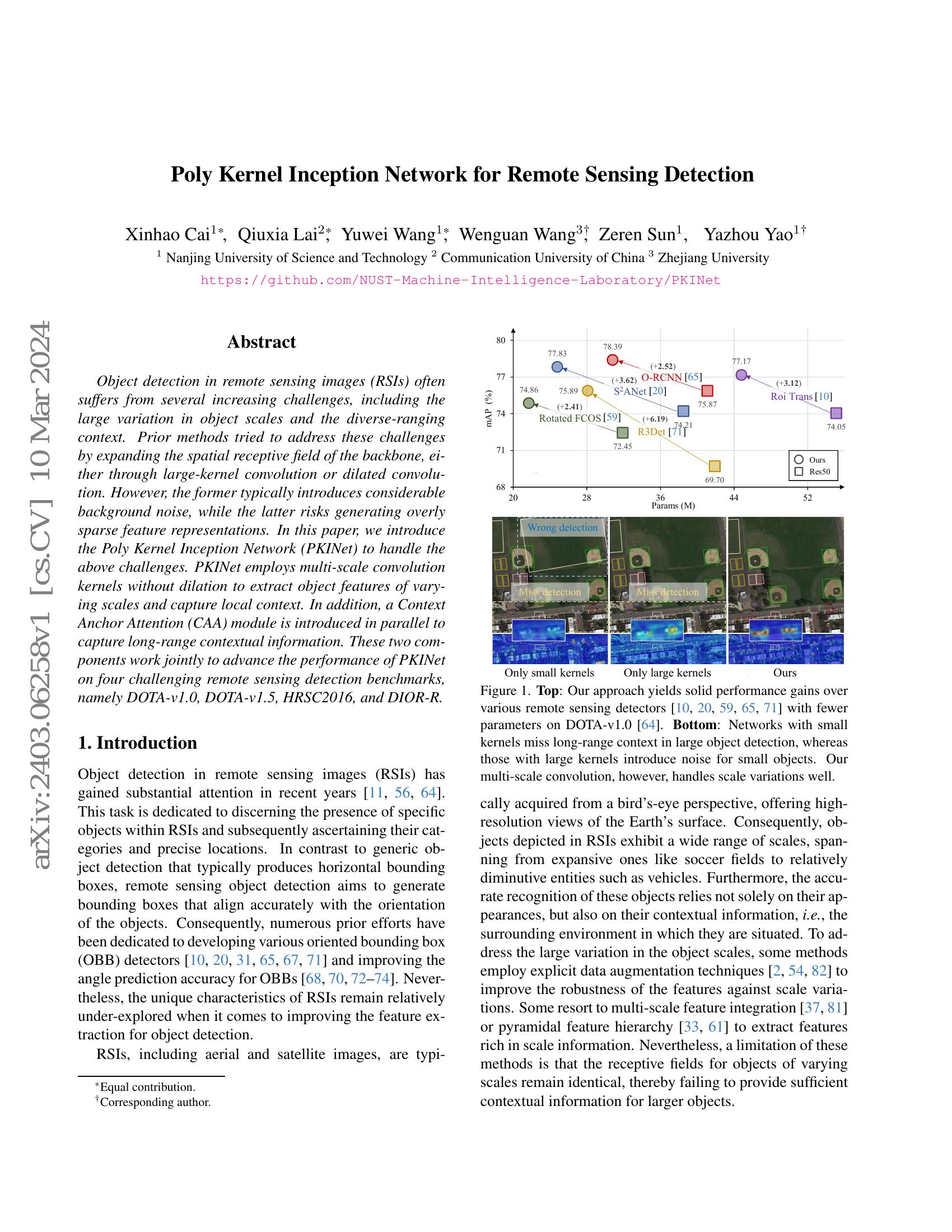 Poly Kernel Inception Network for Remote Sensing Detection - 智源社区论文