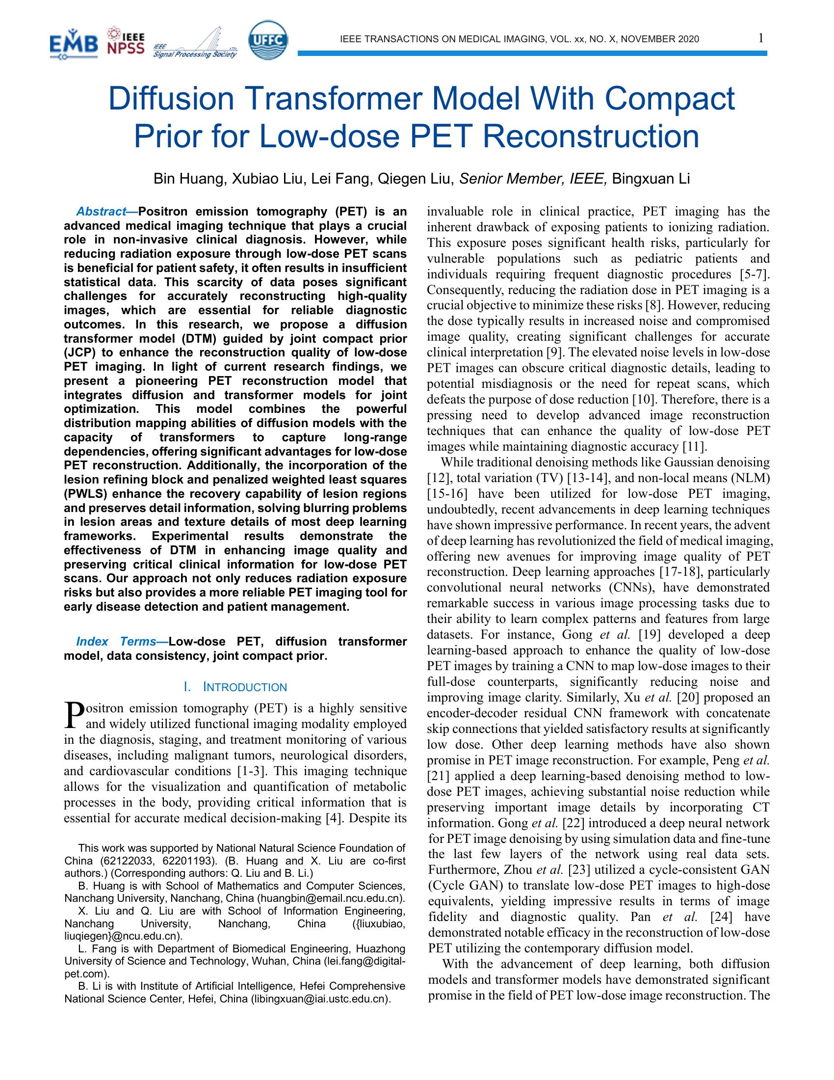 Diffusion Transformer Model With Compact Prior for Low-dose PET ...