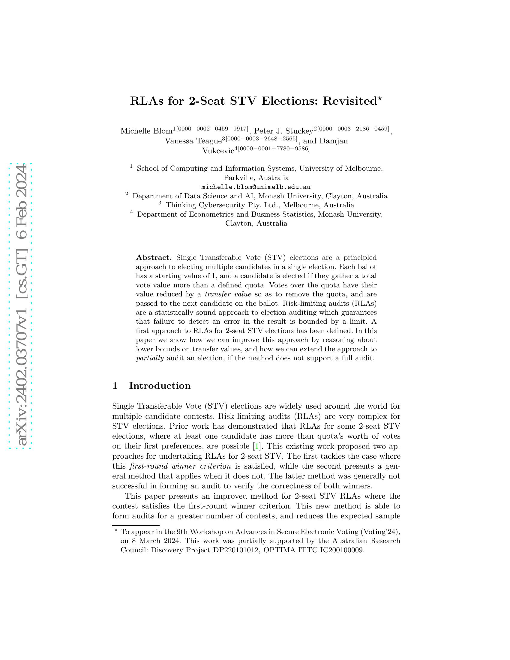 RLAs for 2-Seat STV Elections: Revisited - 智源社区论文