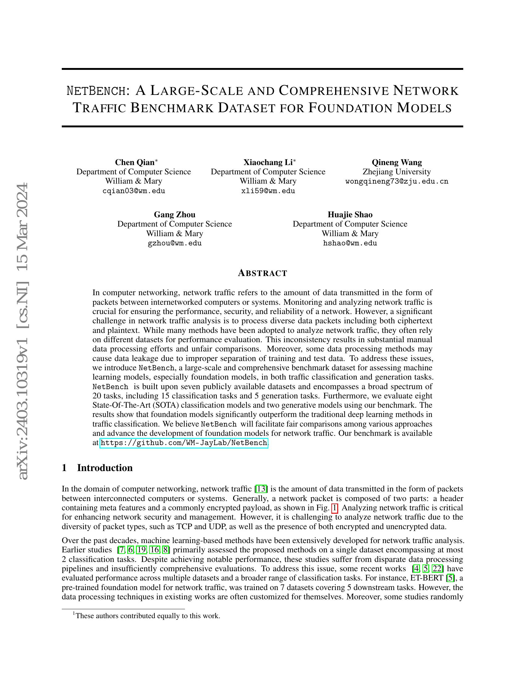 NetBench: A Large-Scale and Comprehensive Network Traffic Benchmark Dataset for Foundation ...