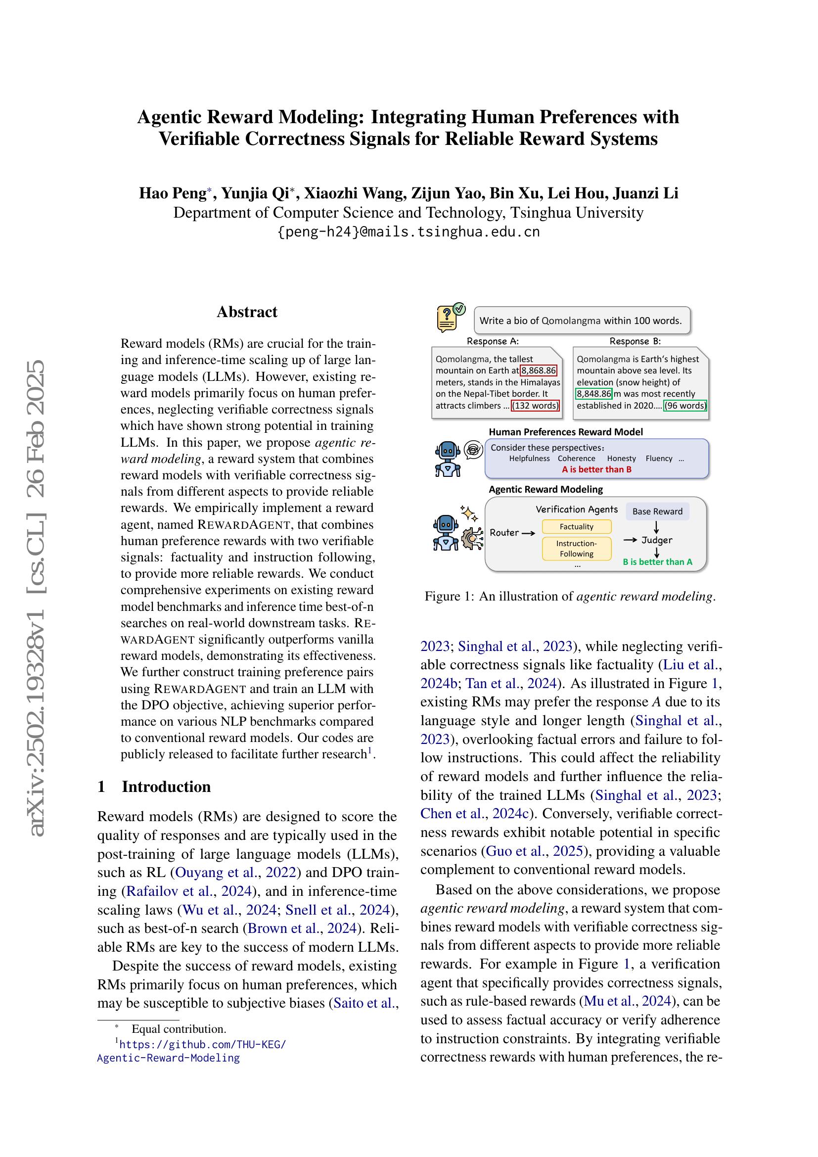 Agentic Reward Modeling: Integrating Human Preferences with Verifiable Correctness Signals for ...