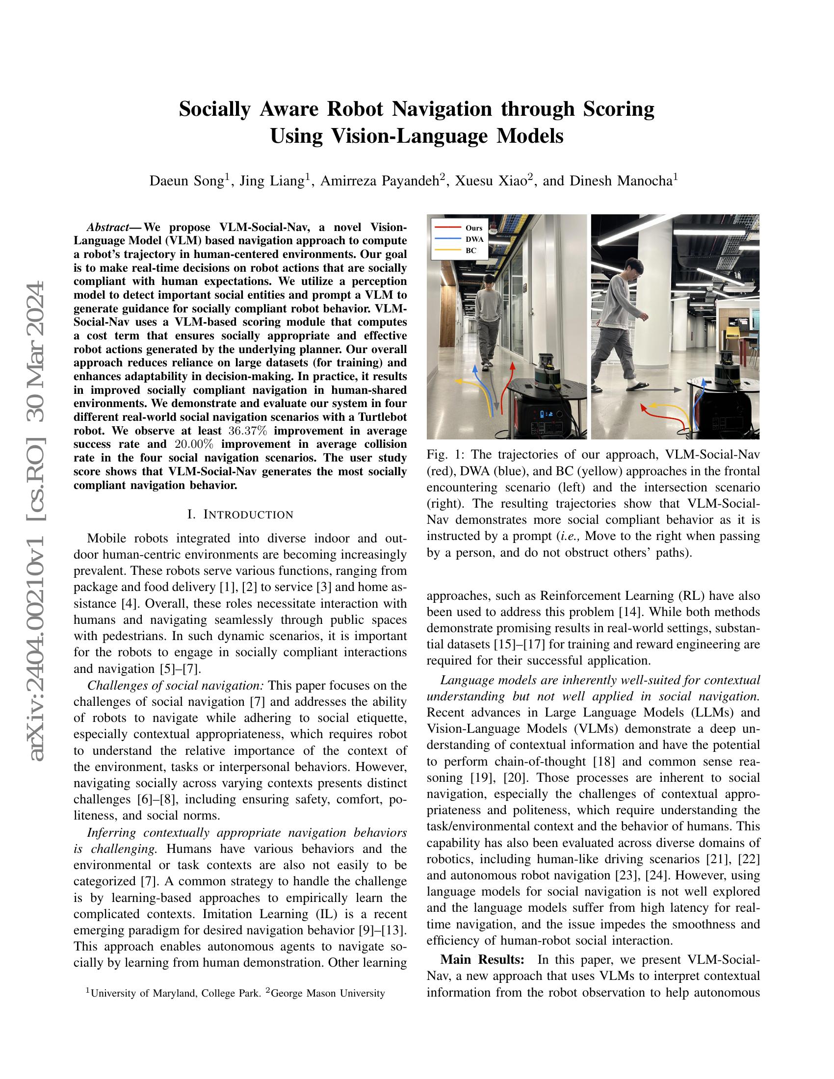 Socially Aware Robot Navigation through Scoring Using Vision-Language ...