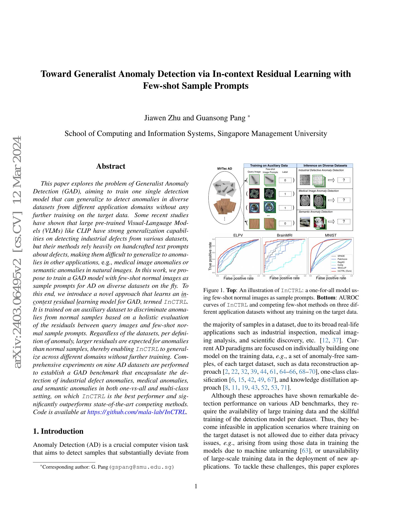 Toward Generalist Anomaly Detection via In-context Residual Learning ...