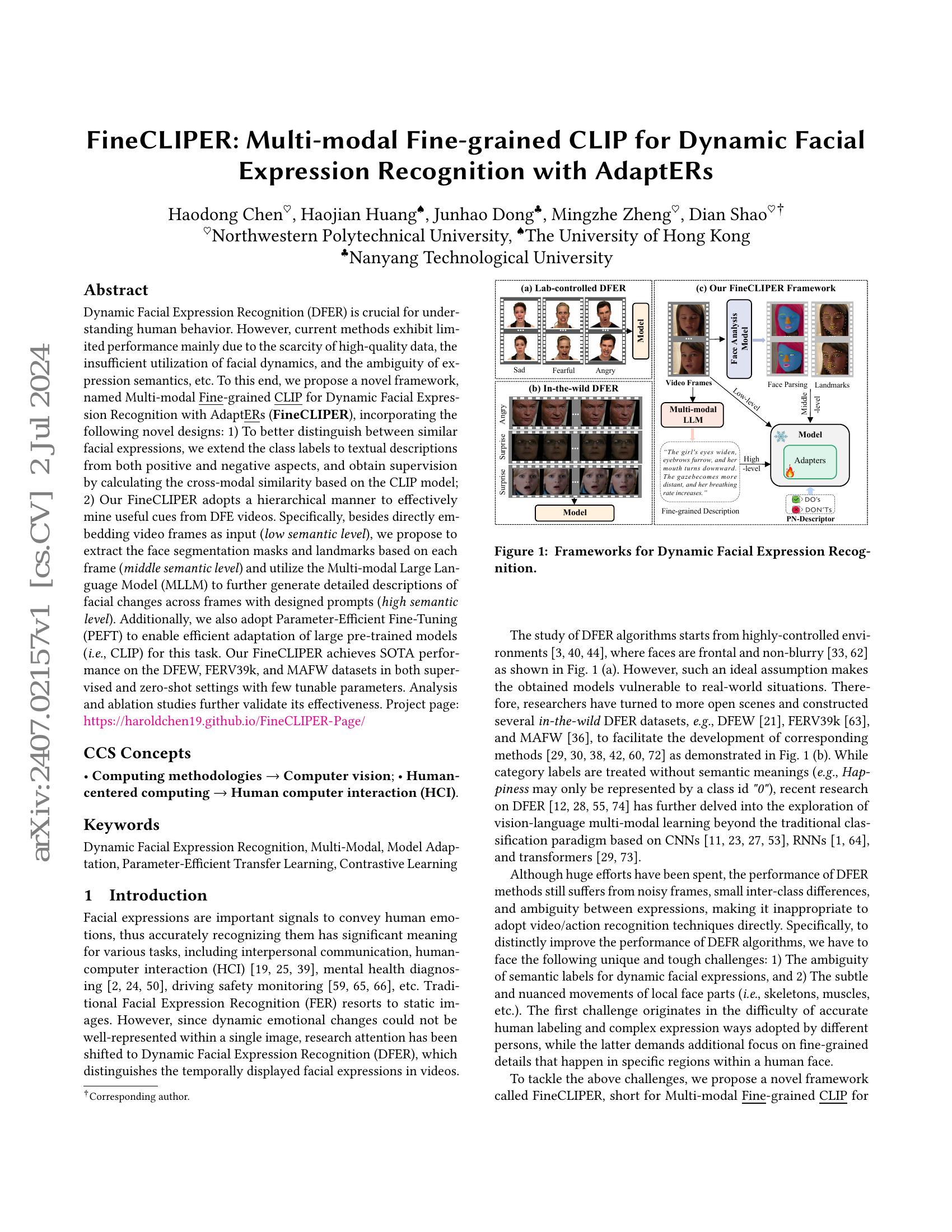 FineCLIPER: Multi-modal Fine-grained CLIP for Dynamic Facial Expression Recognition with ...