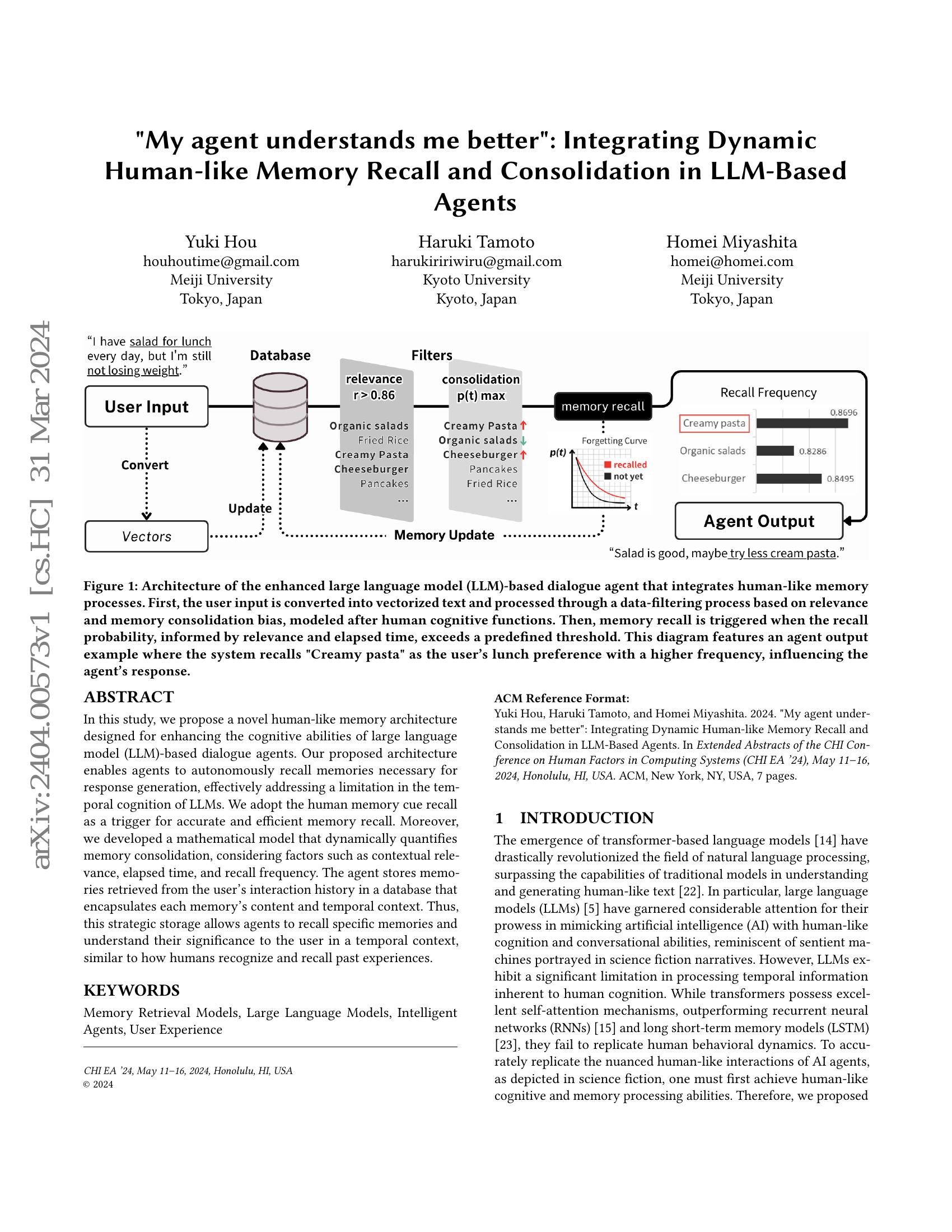 "My agent understands me better": Integrating Dynamic Human-like Memory ...