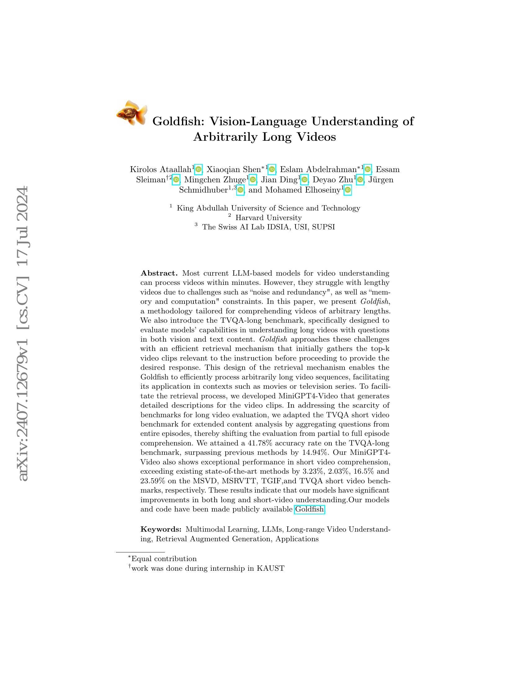 Goldfish: Vision-Language Understanding of Arbitrarily Long Videos - 智源社区论文
